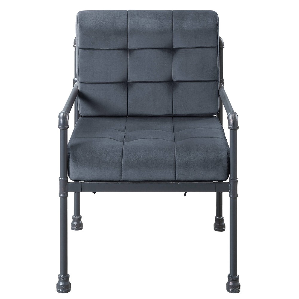 GlasFlength Grey And Sandy Grey Cushion Back Accent Chair Industrial ...
