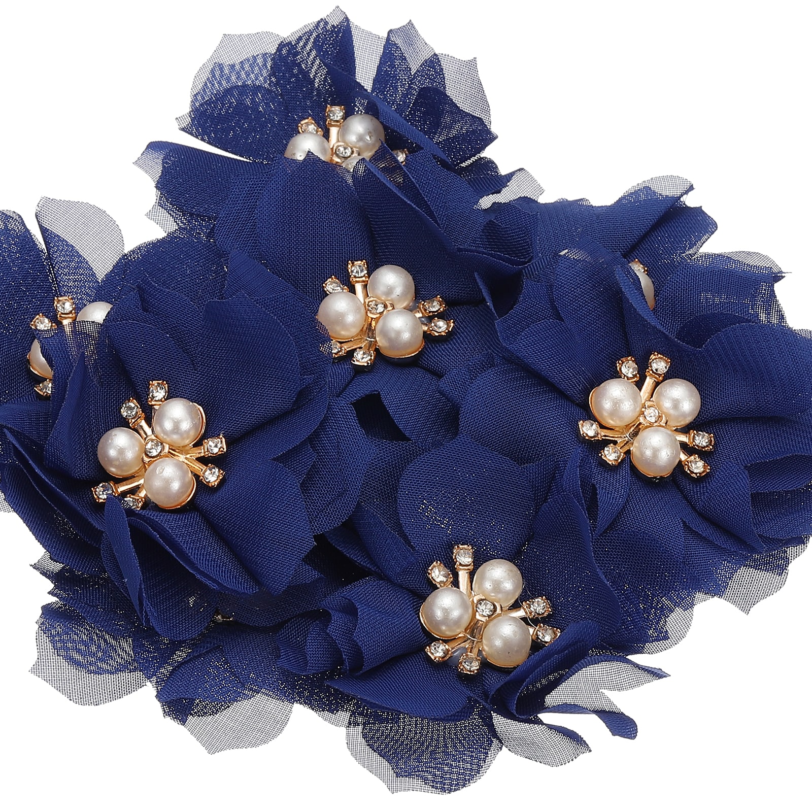 PATIKIL 10pcs 2.36-Inch Rhinestone Pearl Chiffon Flower Sewing Fabric ...