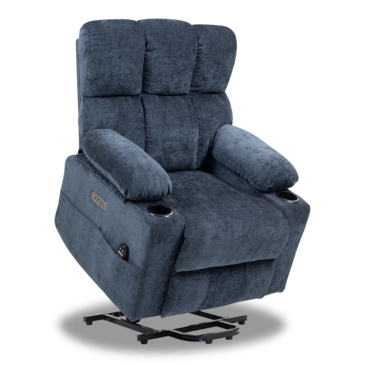 GZMR Faux Leather Elderly Power Lift Recliner Chair Blue Polyester Upholstered Powered Reclining Recliner GZ QN08BK at Lowes