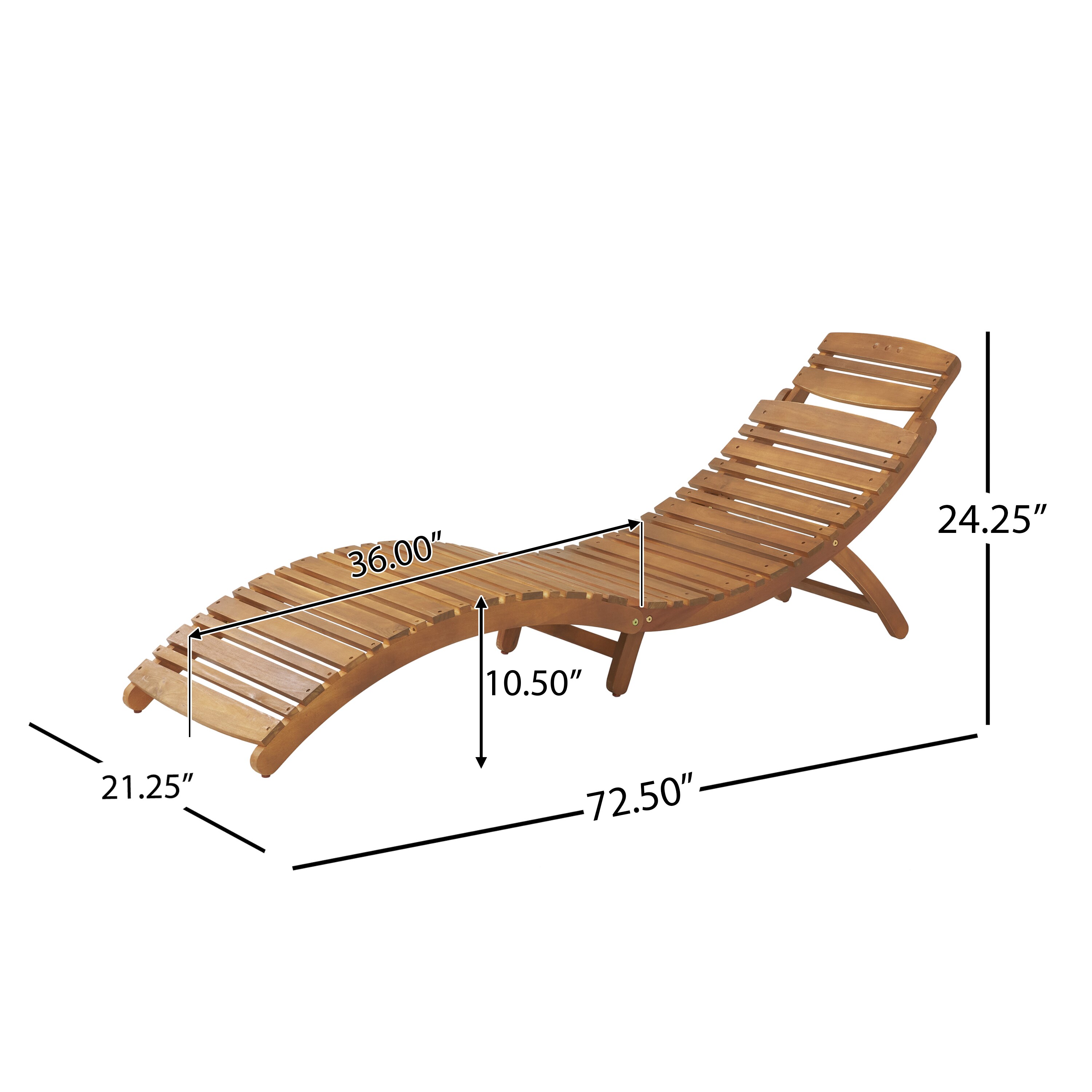ModernLuxe LAHAINA WOOD FOLDABLE CHAISE LOUNGE Brown Wood Frame ...