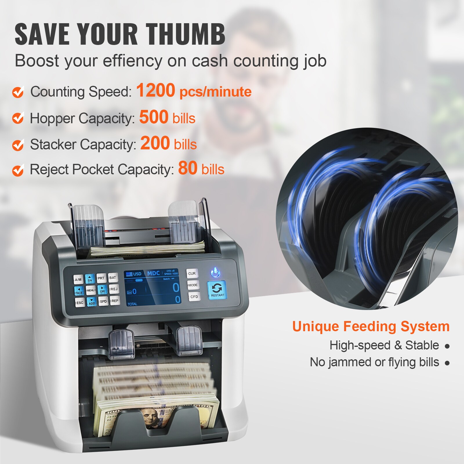 GIVIMO Money Counter with Mixed Denomination 2CIS SN UV IR MG DD ...