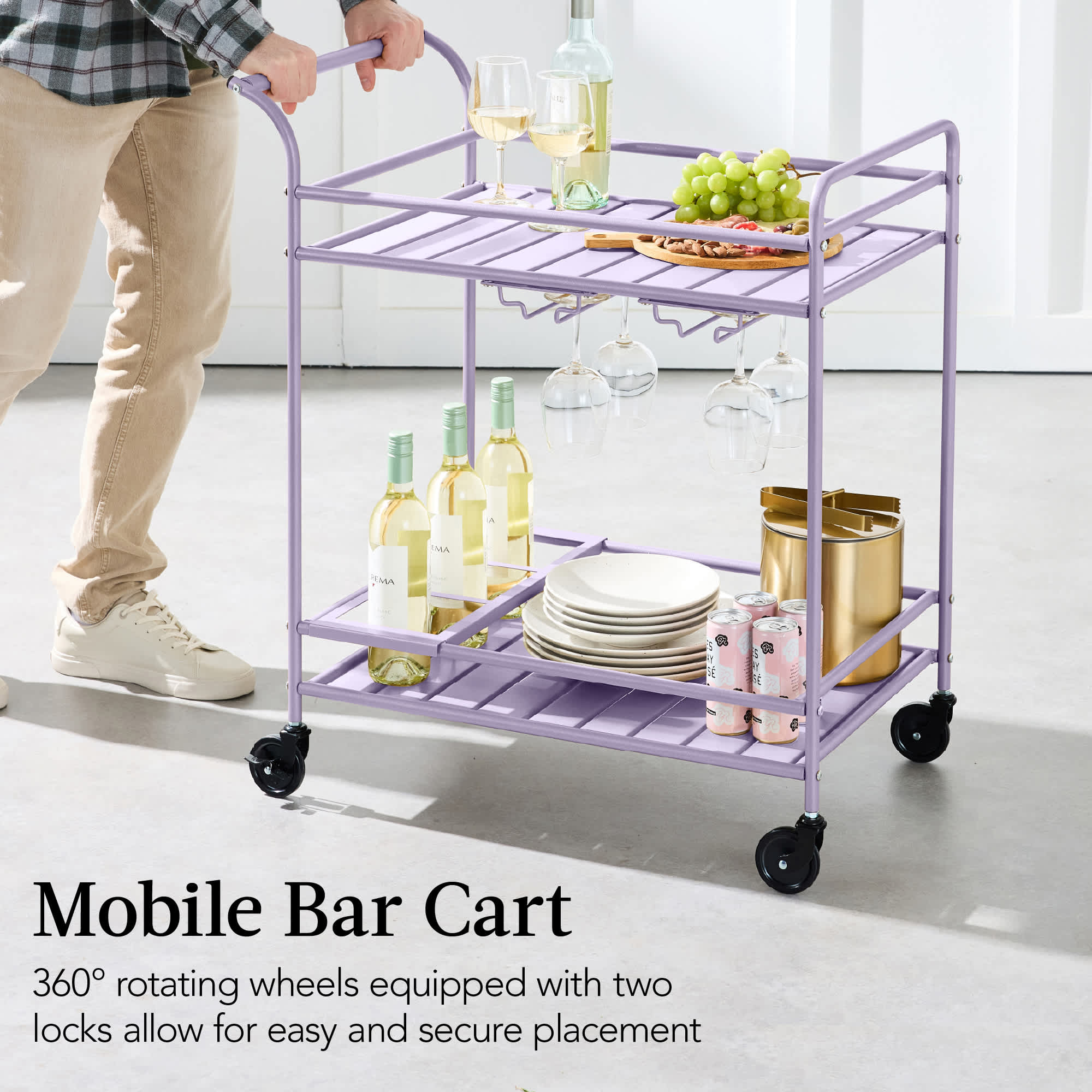 Best Choice Products 2-Tier Rolling Bar Cart Indoor/Outdoor w/ Storage ...