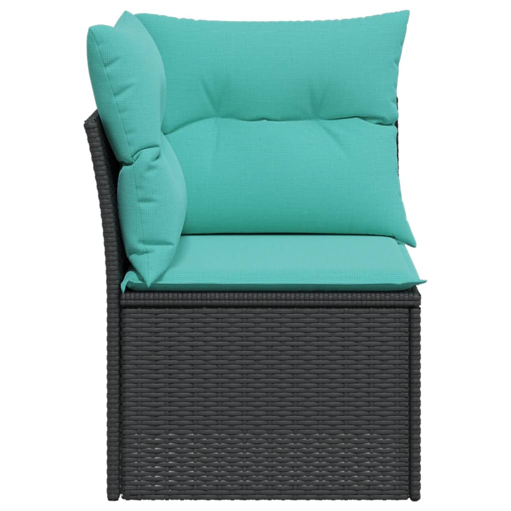 vidaXL Garden Sofa Black PE Rattan Medium Modular Garden Sofa Square in ...