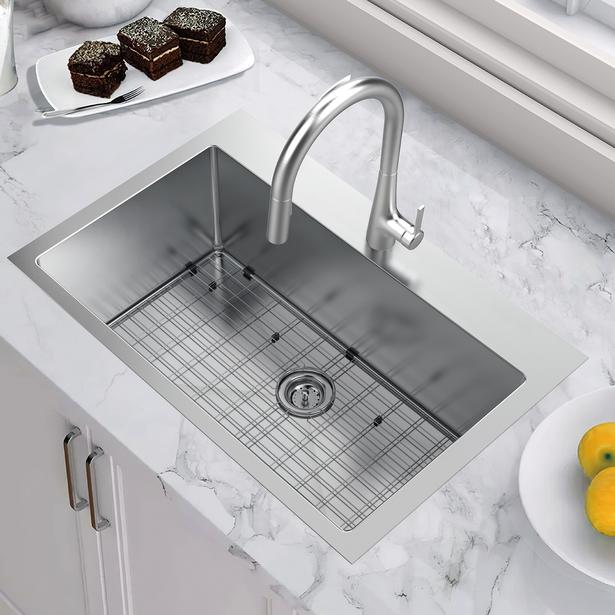 allen + roth Alden Drop-in or undermount 33-in x 22-in Stainless steel ...