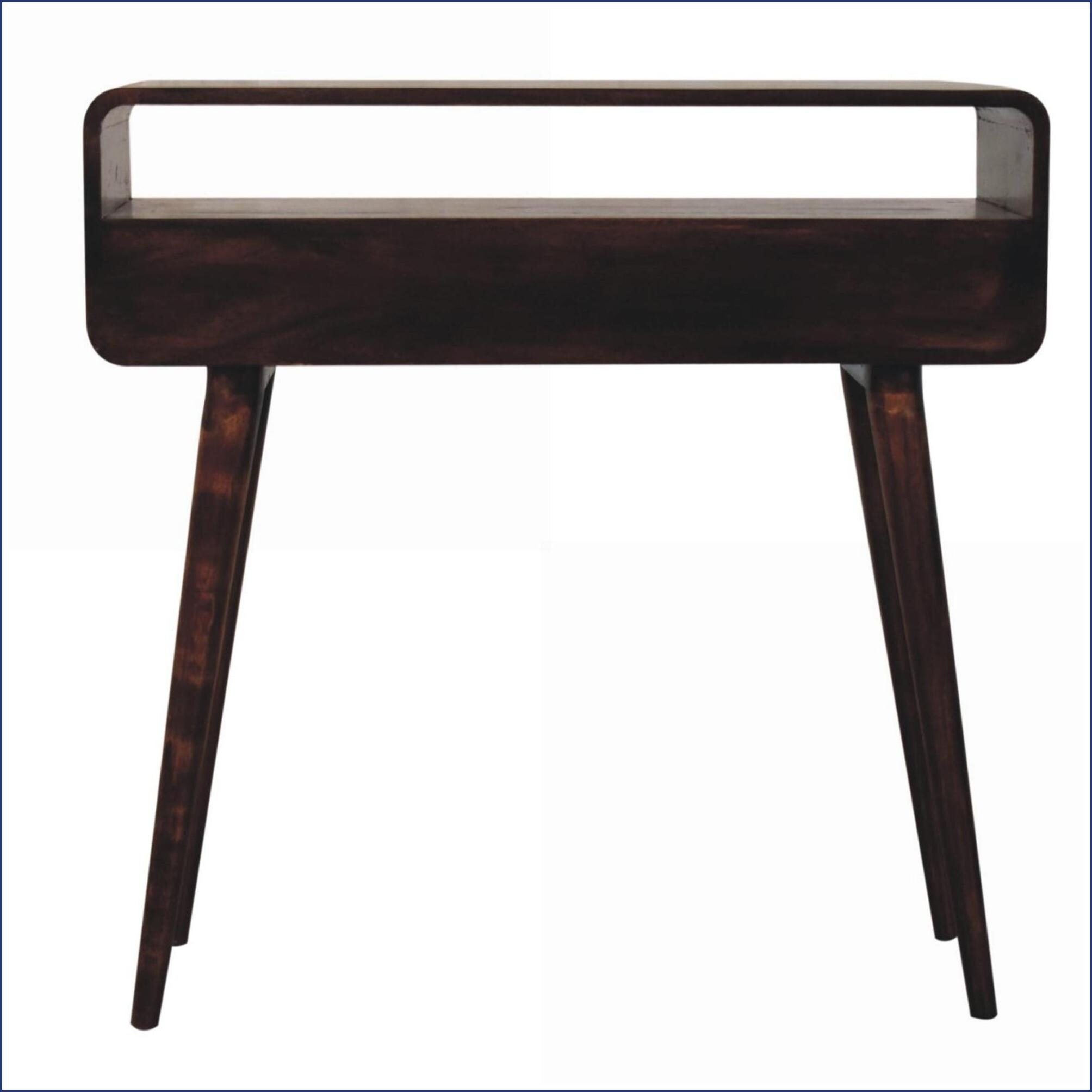 Watnature Curved Solid Mango Wood Coffee Table with California Walnut ...