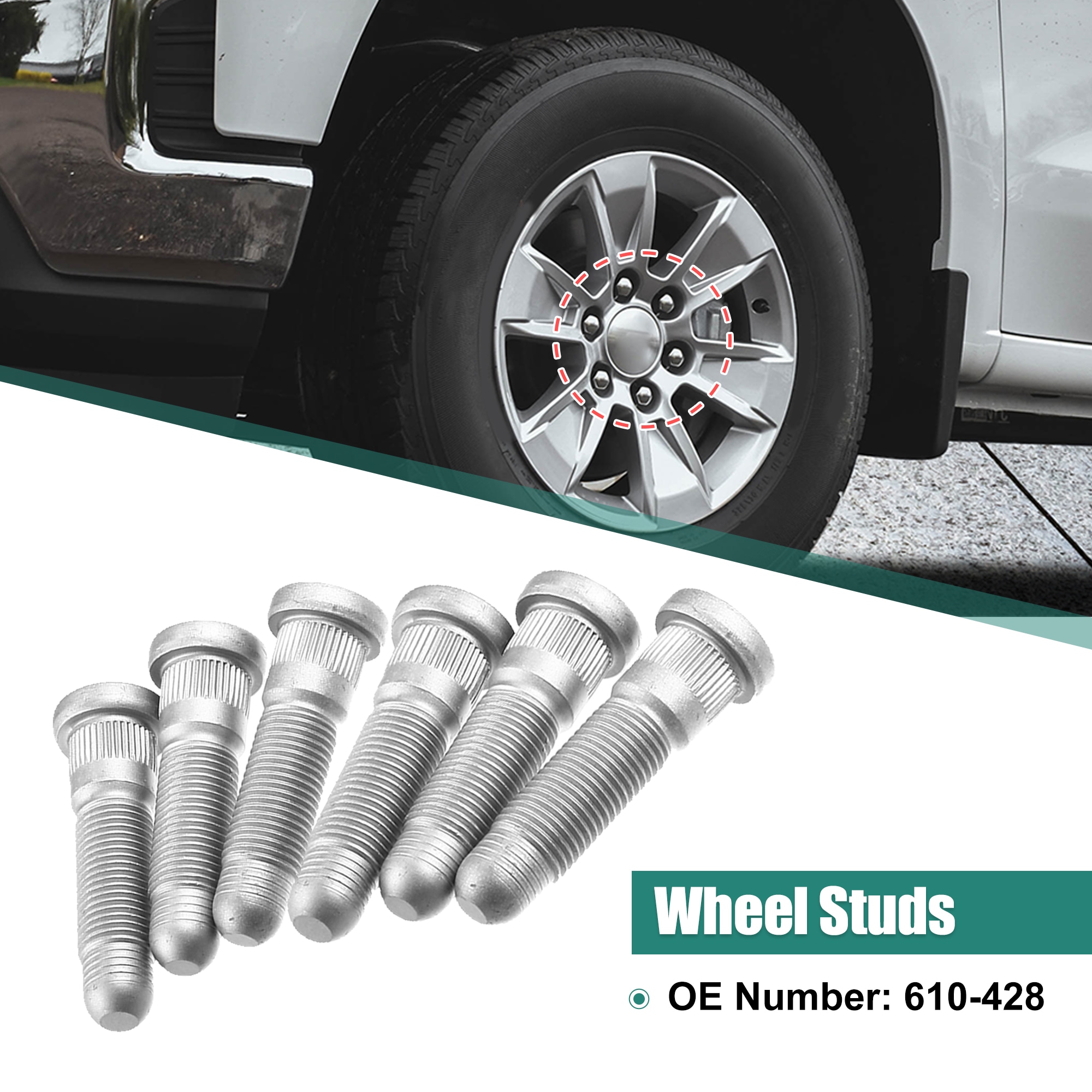 Unique Bargains 6pcs Long Serrated Wheel Studs M14x1.5 Multi-Purpose ...