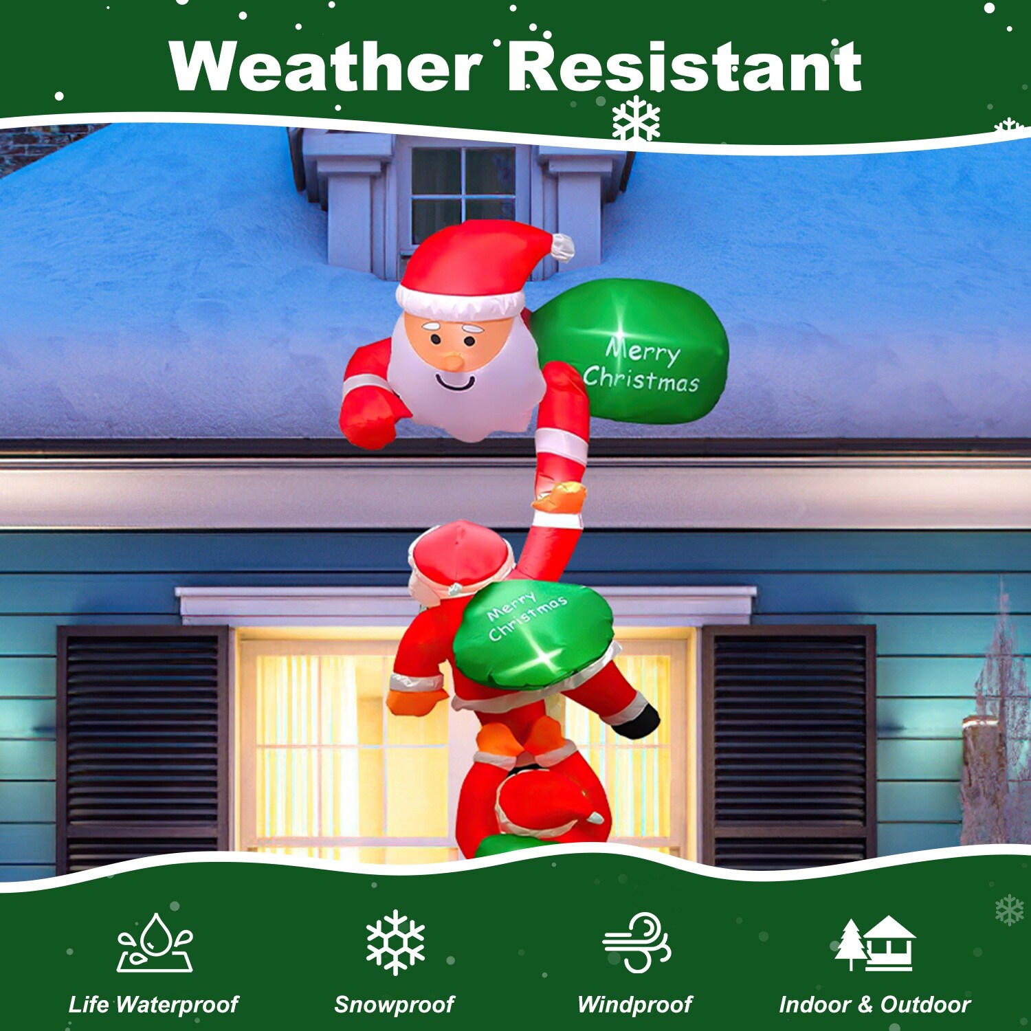 Upsimples 8FT Inflatable Santa Claus Decoration 3 Santa Figures 6 Sets ...
