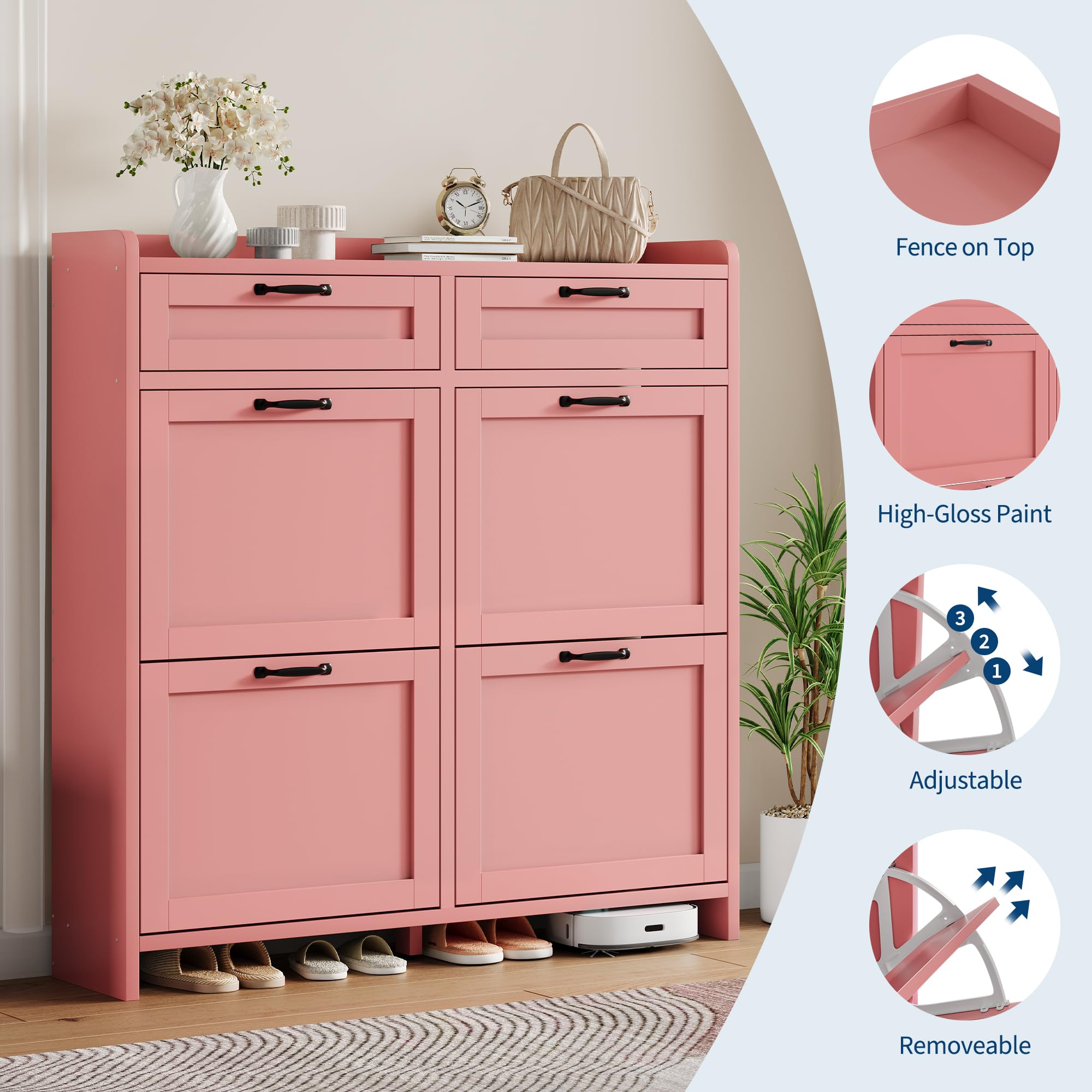 GarveeLife Shoe Cabinet with 4 Flip Drawers and 2 Top Drawers High ...
