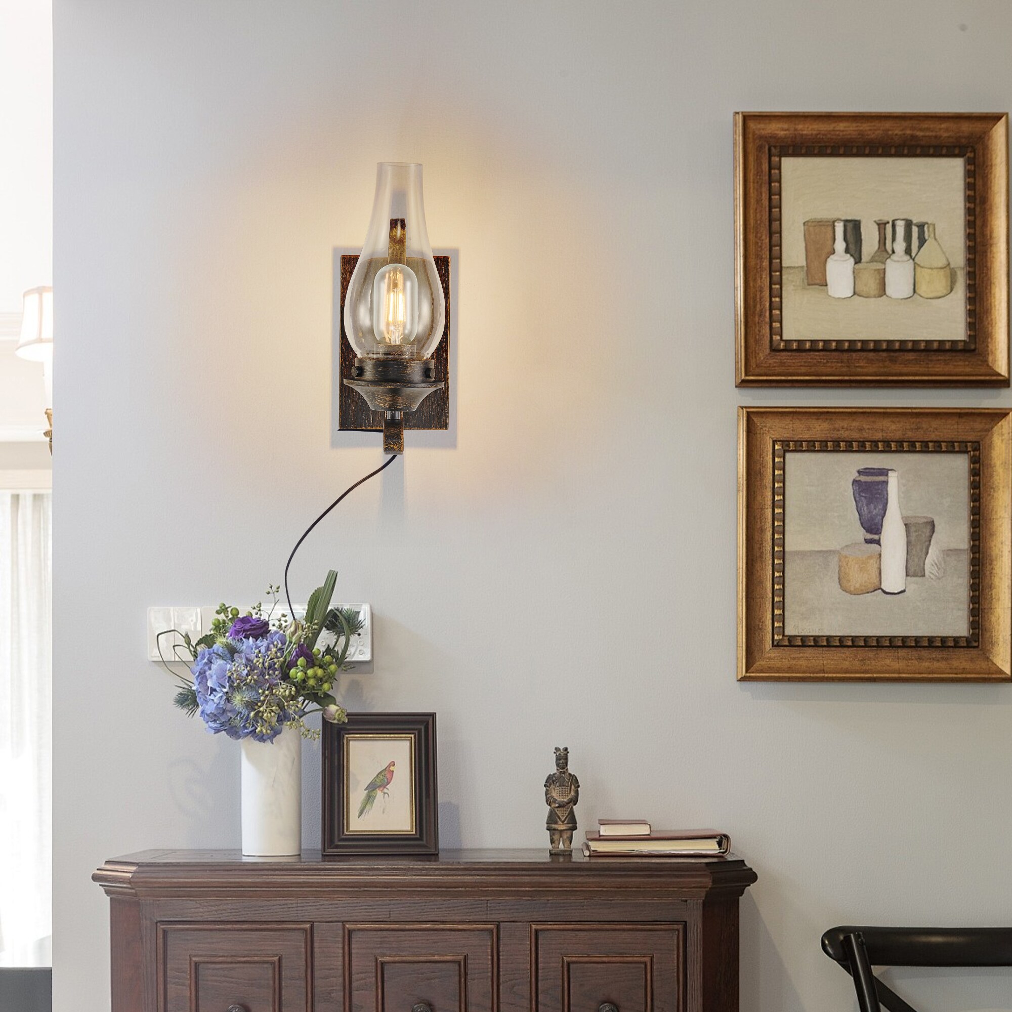 Huluwat (Only Supports Plug-in) Rustic Farmhouse Wall Sconces Set of 2 ...