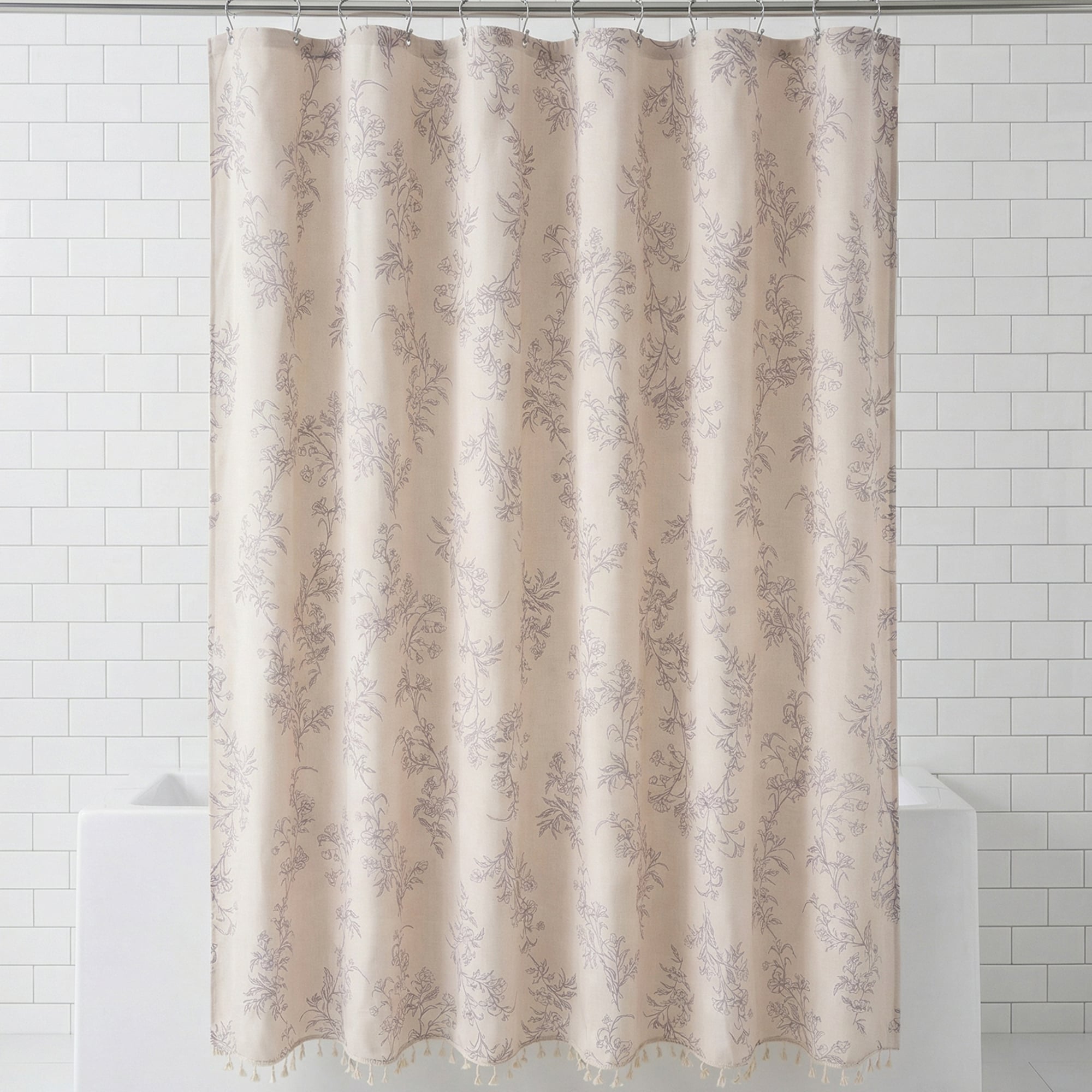 Unique Bargains Faux Linen Shower Curtain Leaf Print Bath Shower ...