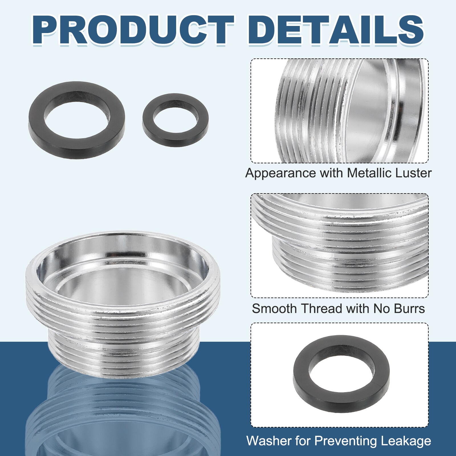 Unique Bargains Faucet Aerator Adapter M28 Male to M22 Male with Washer ...