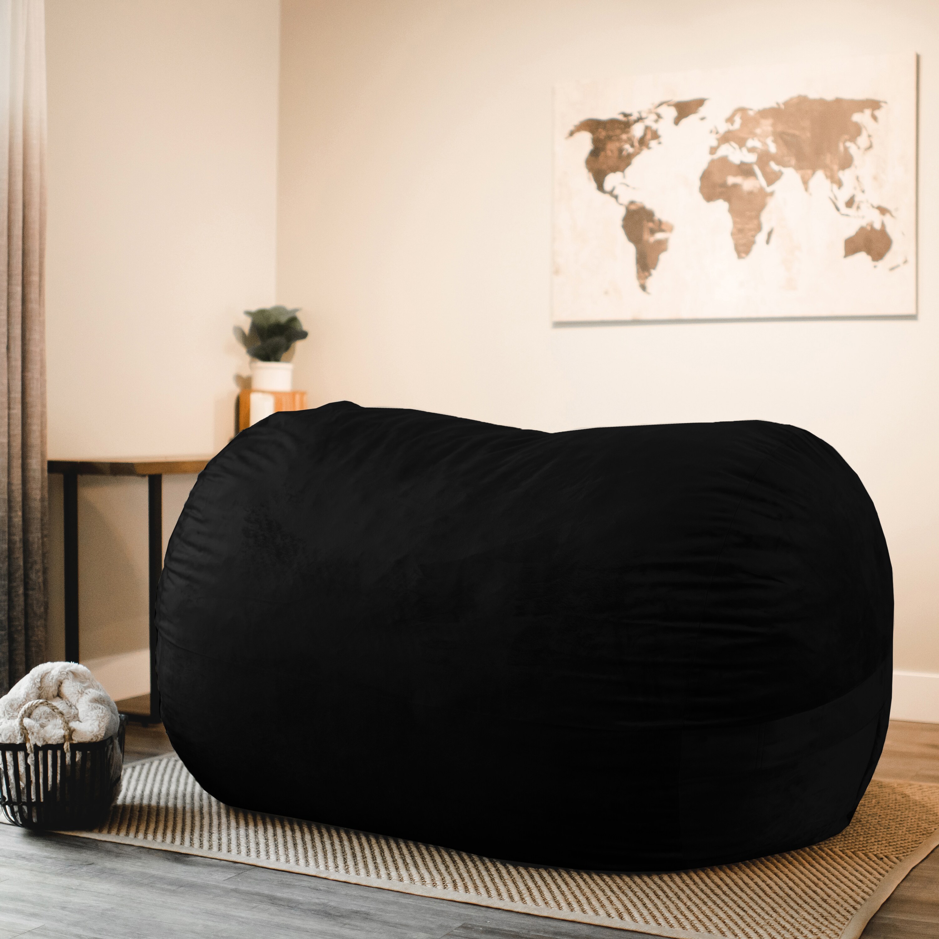 Big Joe Black Plush Bean Bag Chair in the Bean Bag Chairs department at ...