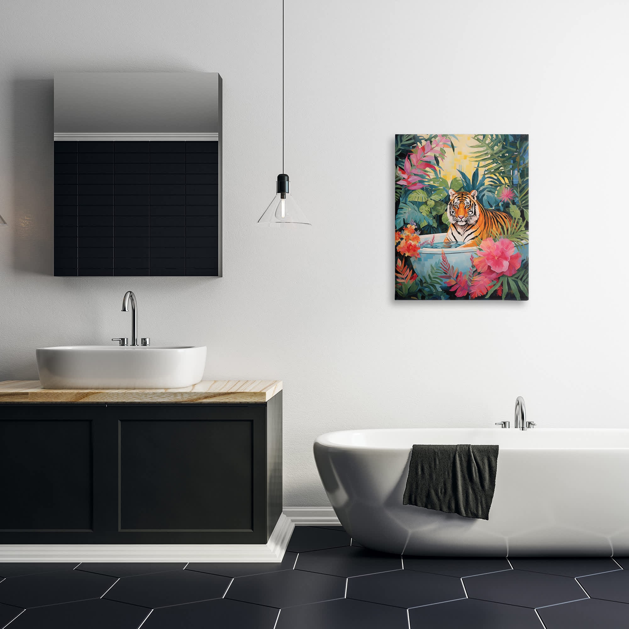 Stupell Industries Tiger in Luxurious Bath Canvas Wall Art By Heidi 24 ...