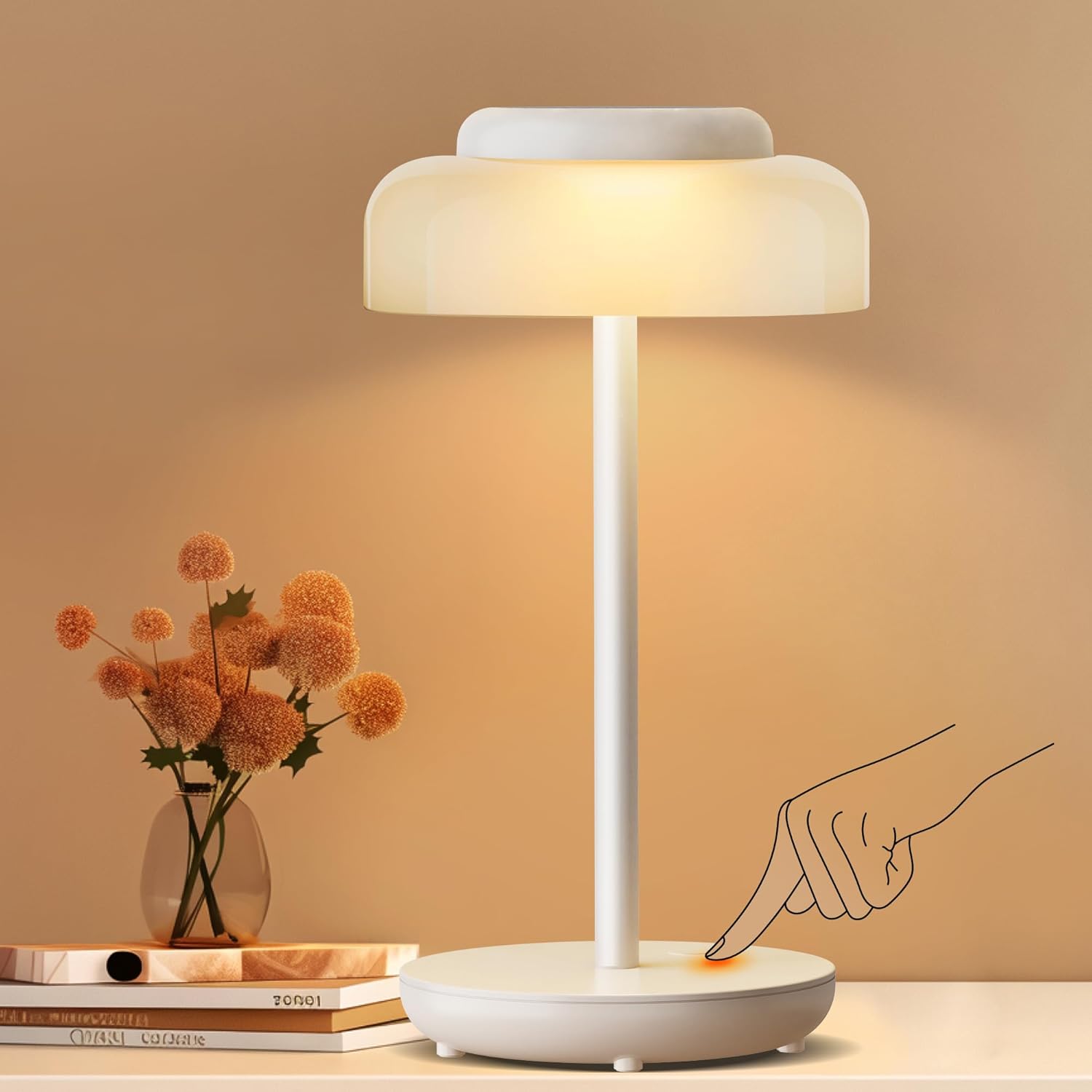Cinoton Battery Operated LED Table Lamp 5000mAh Rechargeable Cordless ...