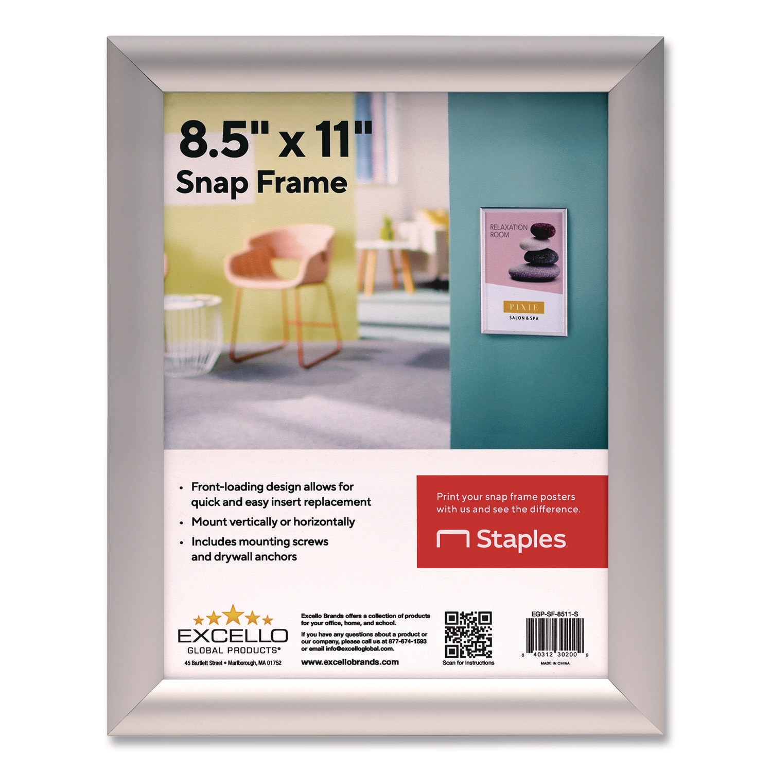 Excello Global Products Poster Holder Aluminum 8.5 x 11 Silver in the ...
