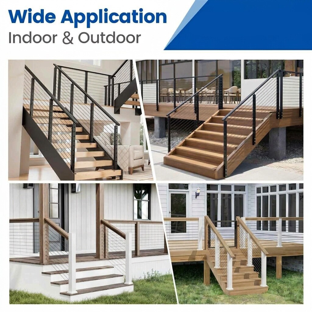 ITOPFOX 80 Pack 1 by 8 Inch Black Invisible Cable Railing Hardware Kit ...