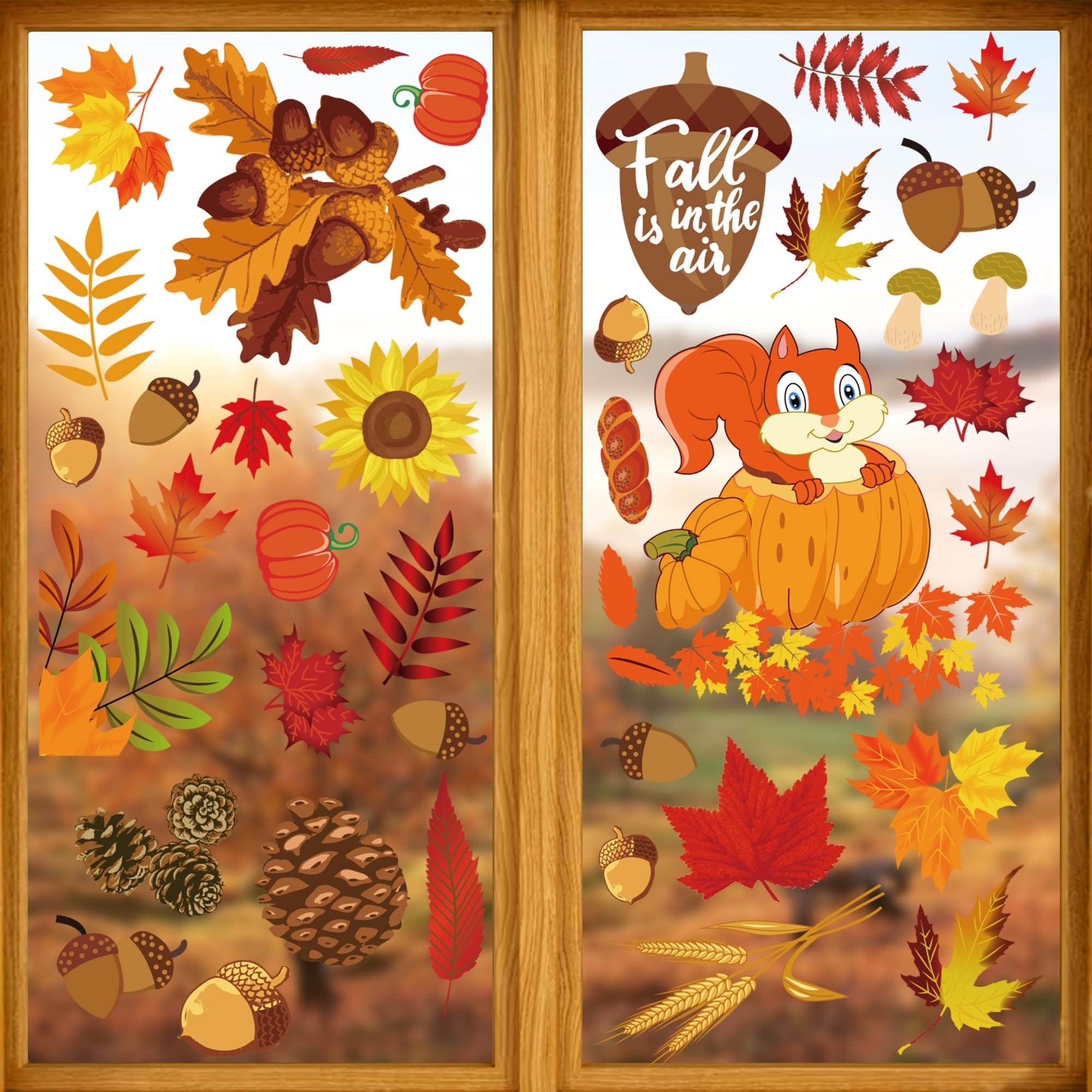 LAIFUCAM Fall window clings for glass 10 Sheet pack autumn Thanksgiving ...