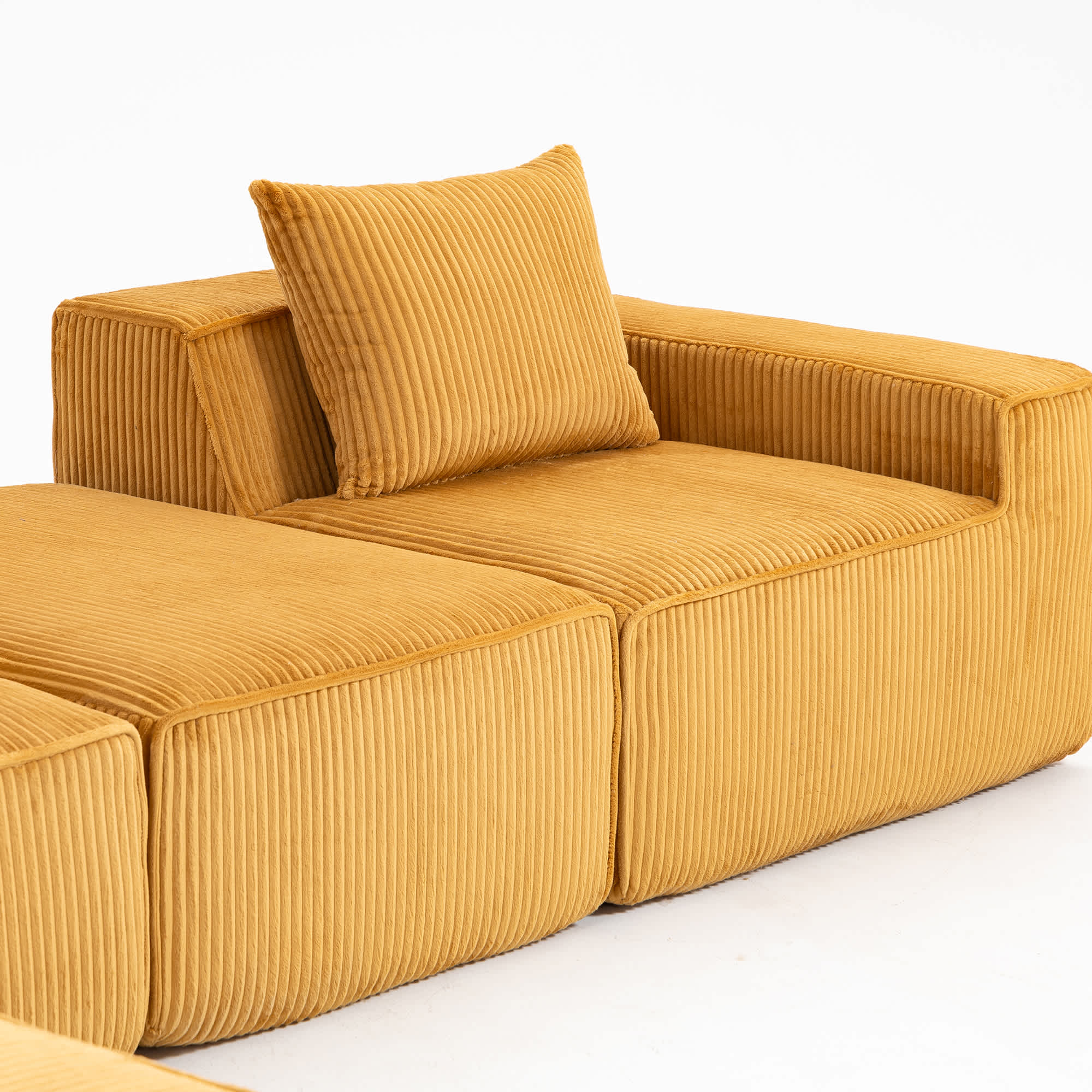 VERYKE Couch Compression L-Shaped Sofa 5-Seater Foam Sofa with Pillows ...