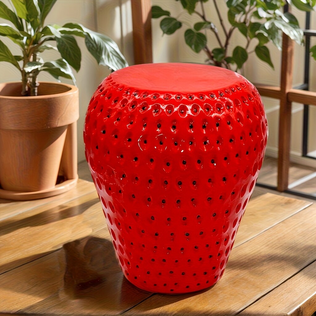 LUXEYARD Strawberry Fruit Stool 13.4 Inch Oversized Resin Stool Side ...