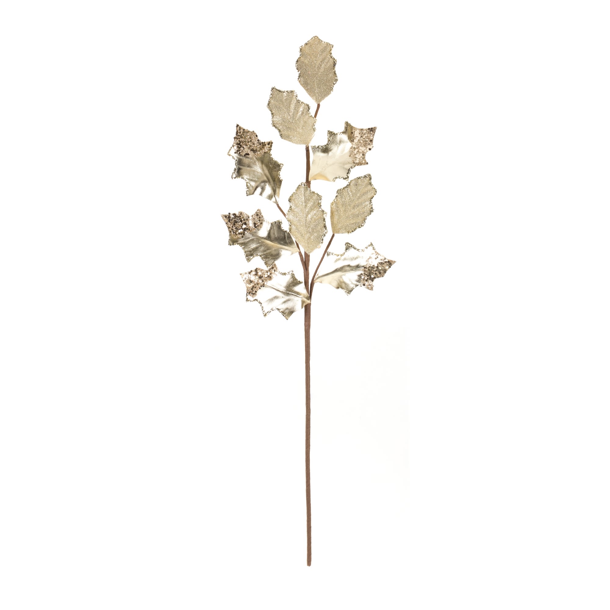 Melrose International Glittered Holly Leaf Spray (Set of 6) in the ...