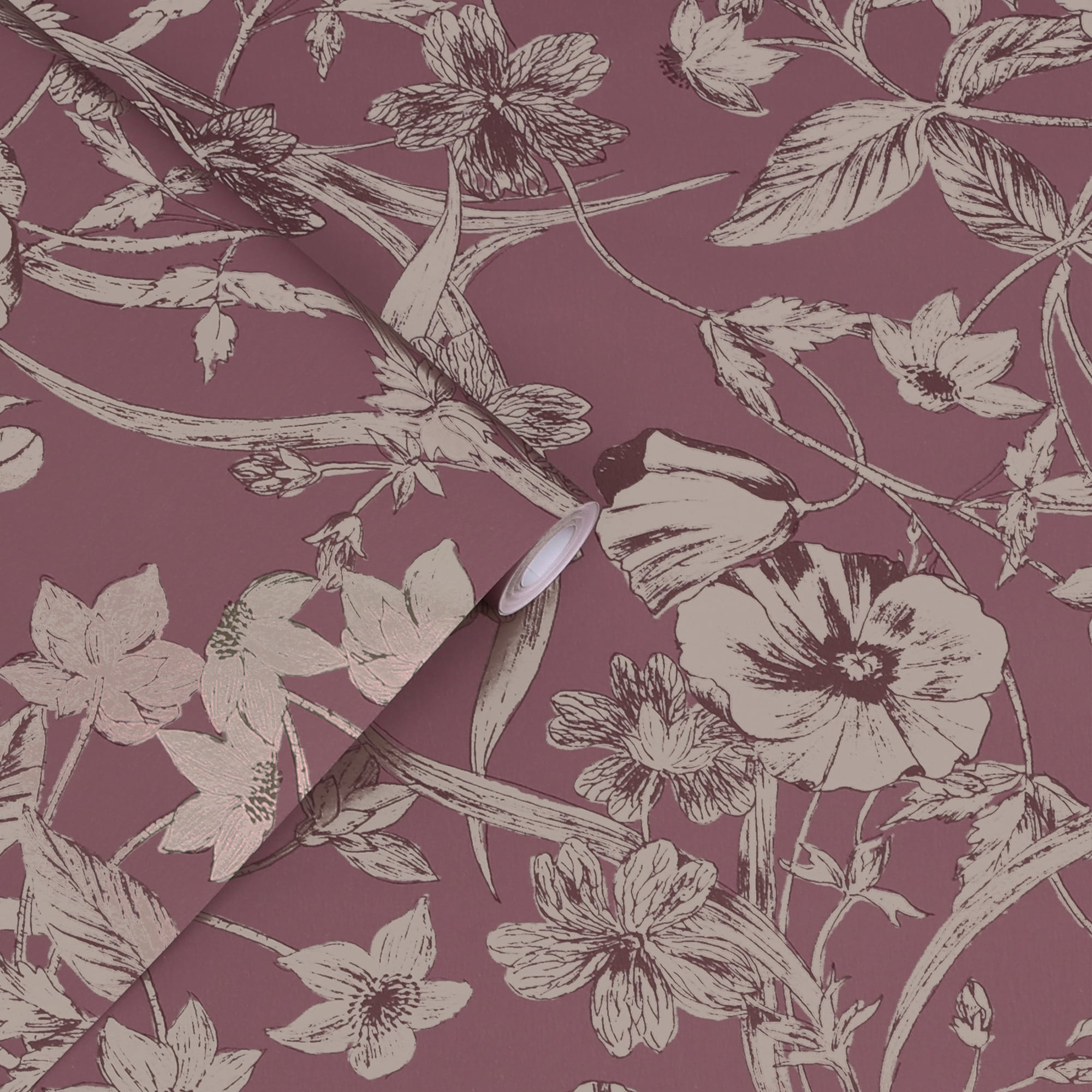 Laura Ashley 56-sq ft Pale Blackberry Non-woven Floral Unpasted ...