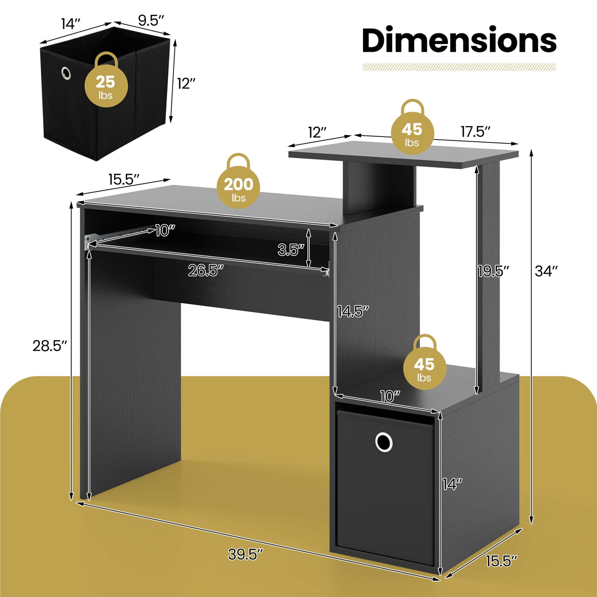 Costway Black 1 -Person Training table ( 15.5-in W x 34-in H ) in the ...