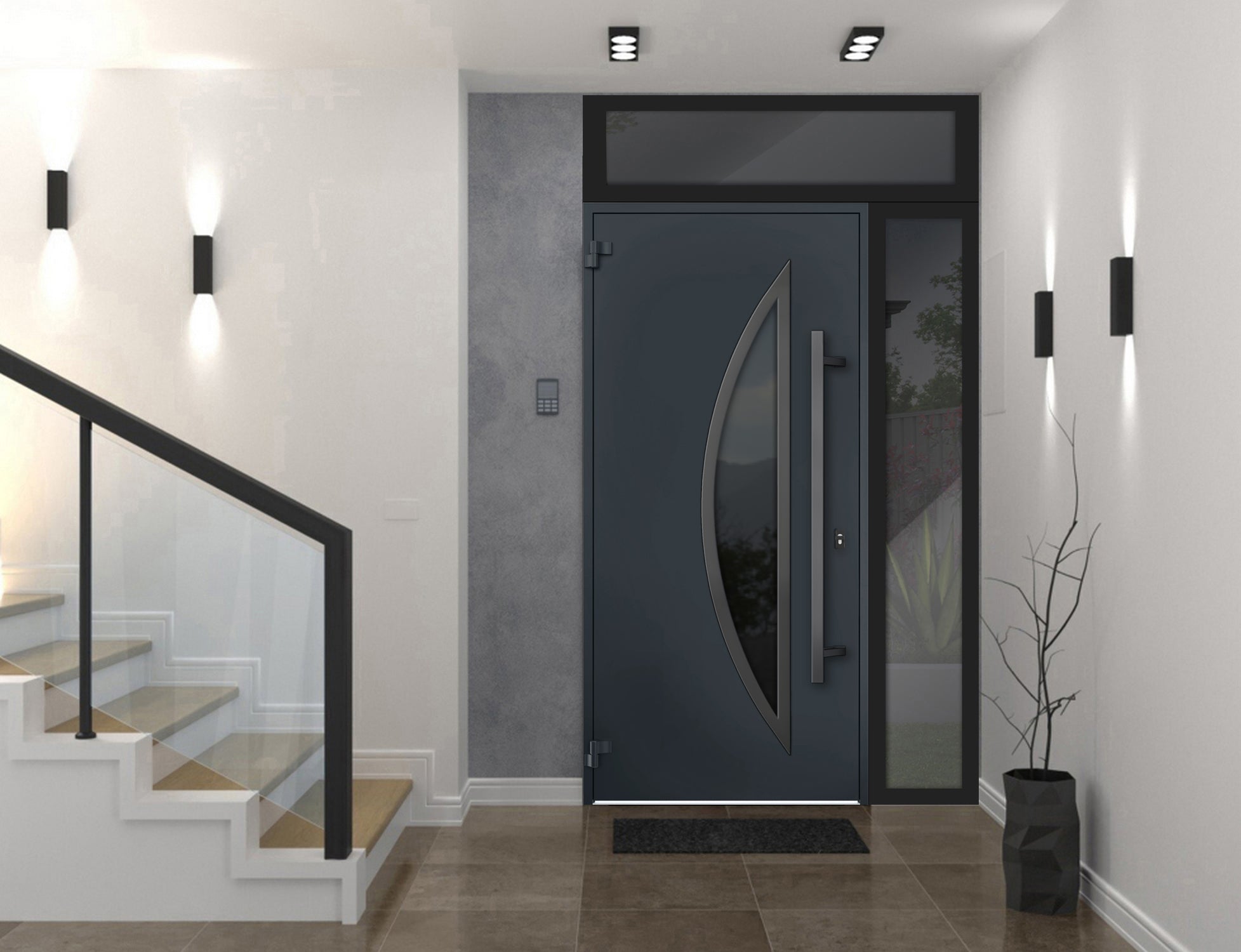 Vdom doors VDOMDOORS DEUX6501 Exterior Prehung Steel Door Black Enamel ...