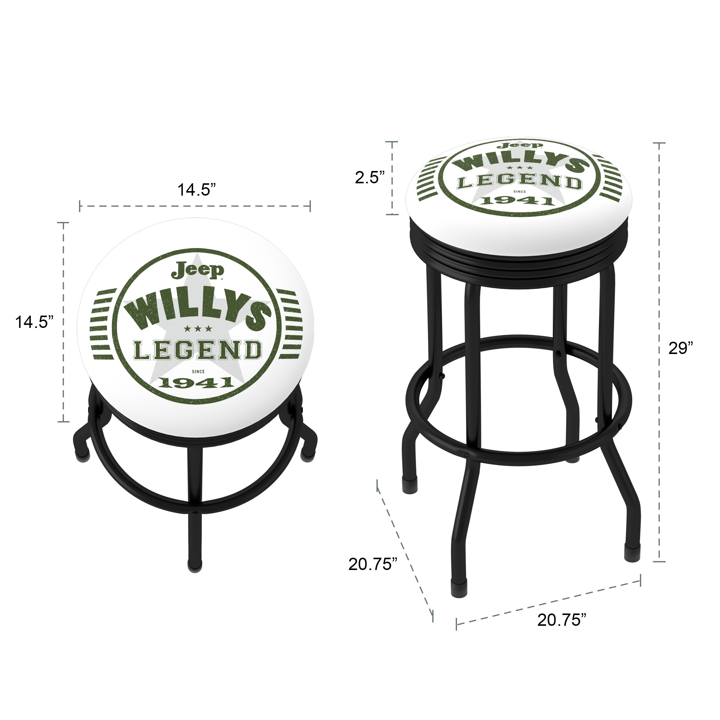 Trademark Gameroom White 5-in H Bar height (28-in to 33-in) Round Seat ...