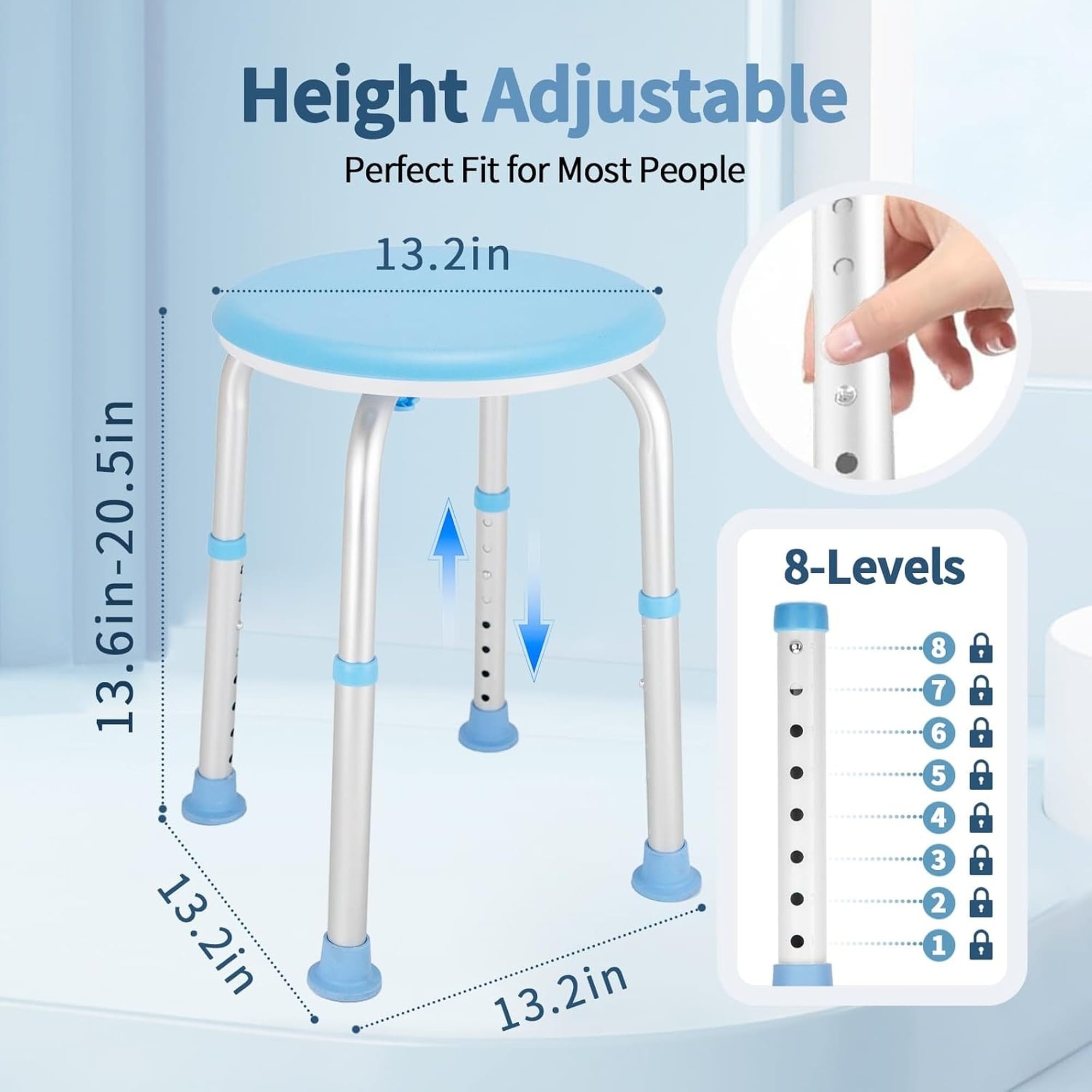Numhew 13.75in to 20.5in H 360-Degree Rotating Blue Adjustable Swivel ...