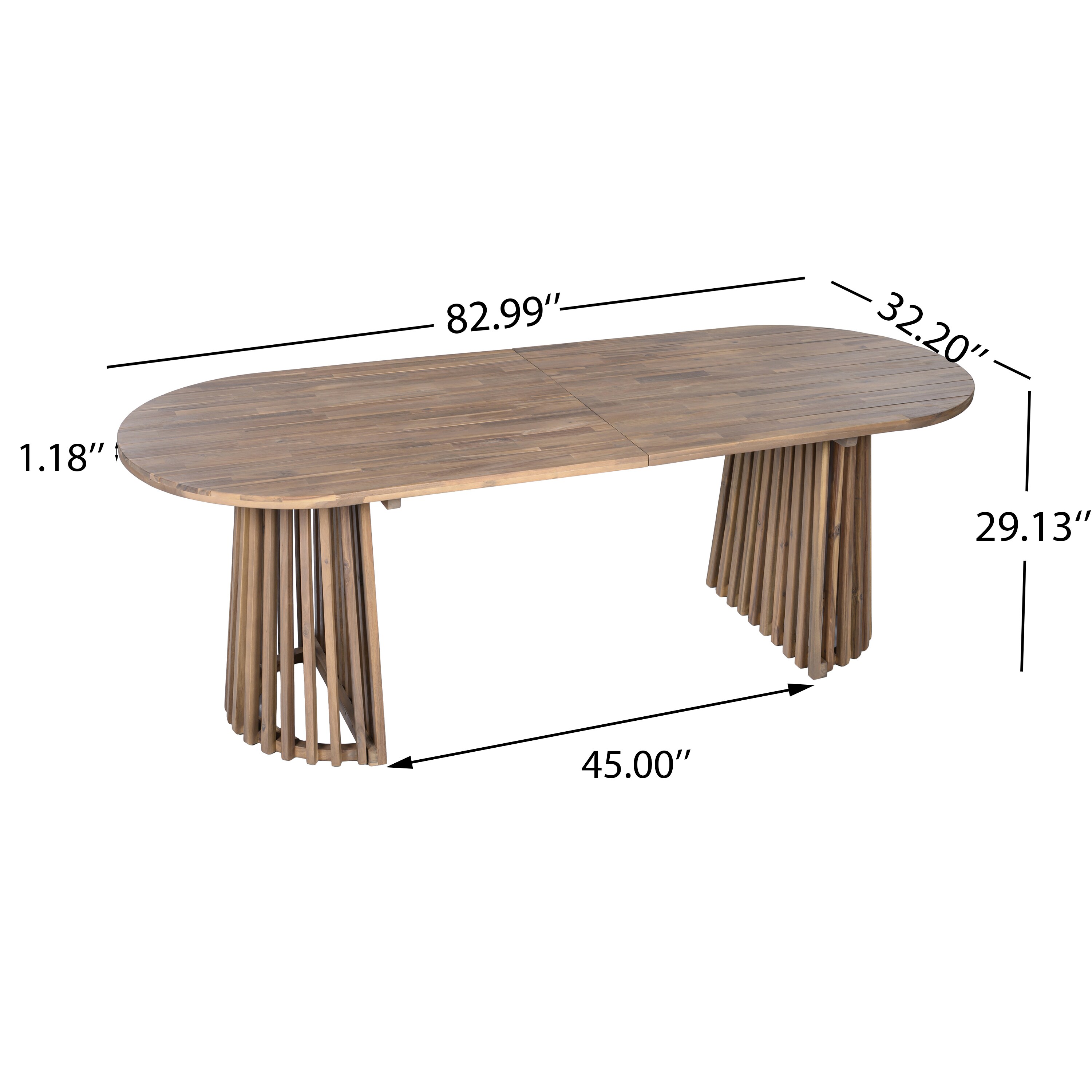 Christopher Knight Home Light Teak Finish Oval Solid Wood Patio Outdoor ...