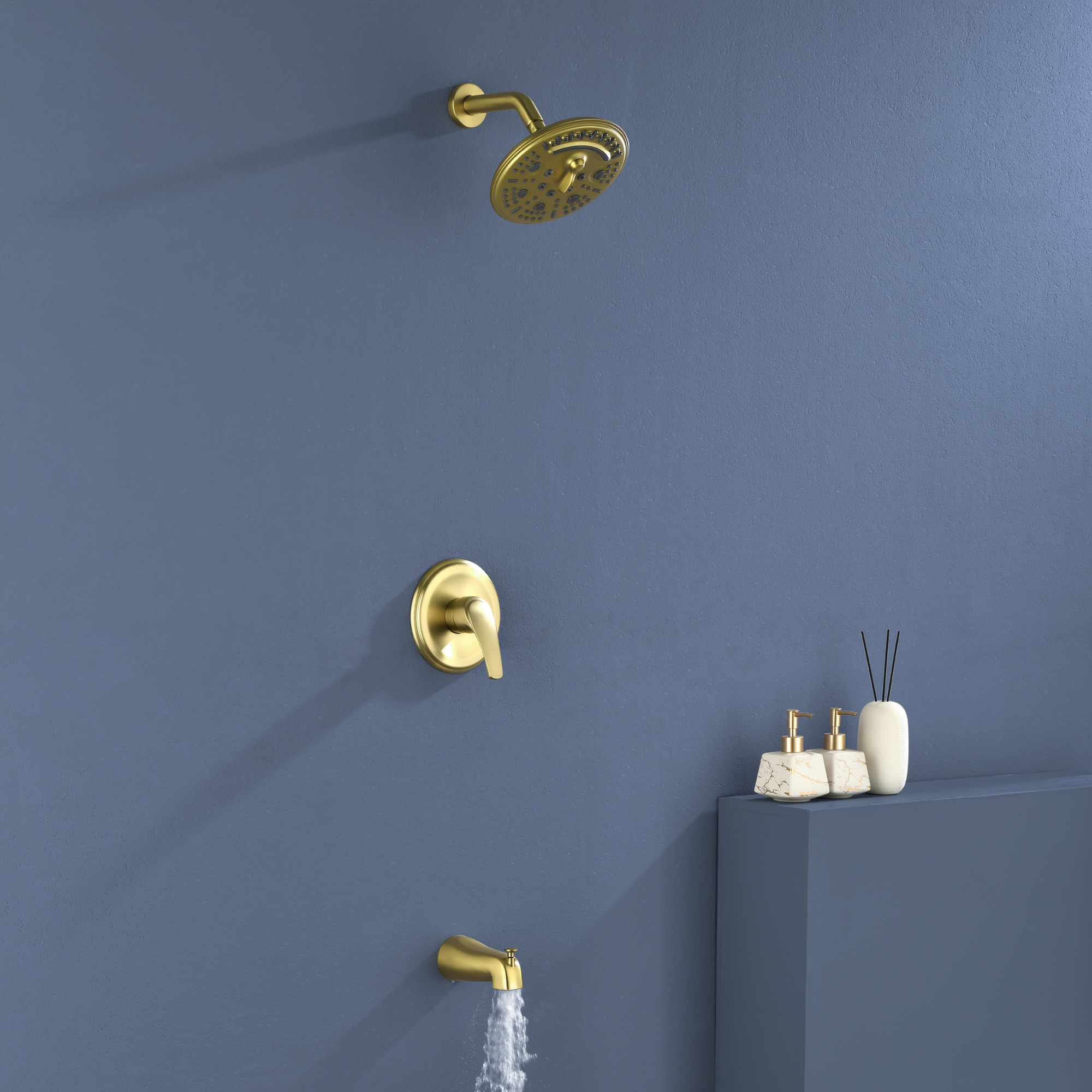 Poinic Brushed Gold 1-handle Multi-function 8-in Round Bathtub and ...
