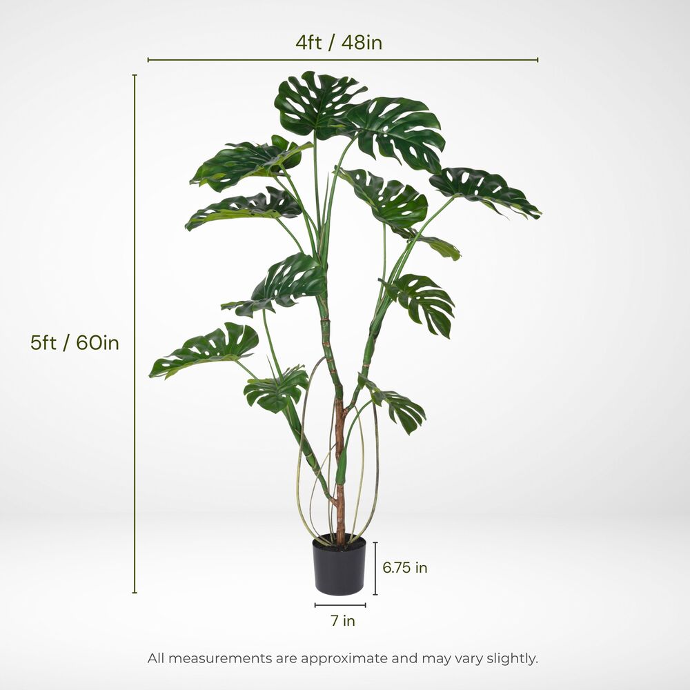 Shine Company 60-in Premium Artificial Monstera Deliciosa with Nursery ...