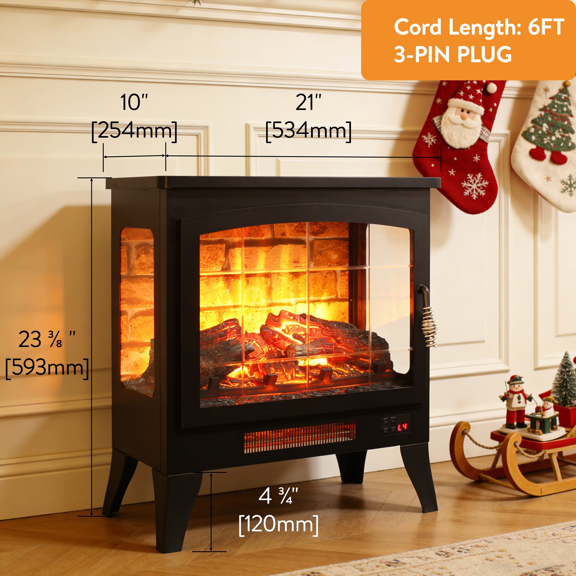 Fun Orange 21-in W 5000 -BTU Antique Black Metal Corner or flat wall ...