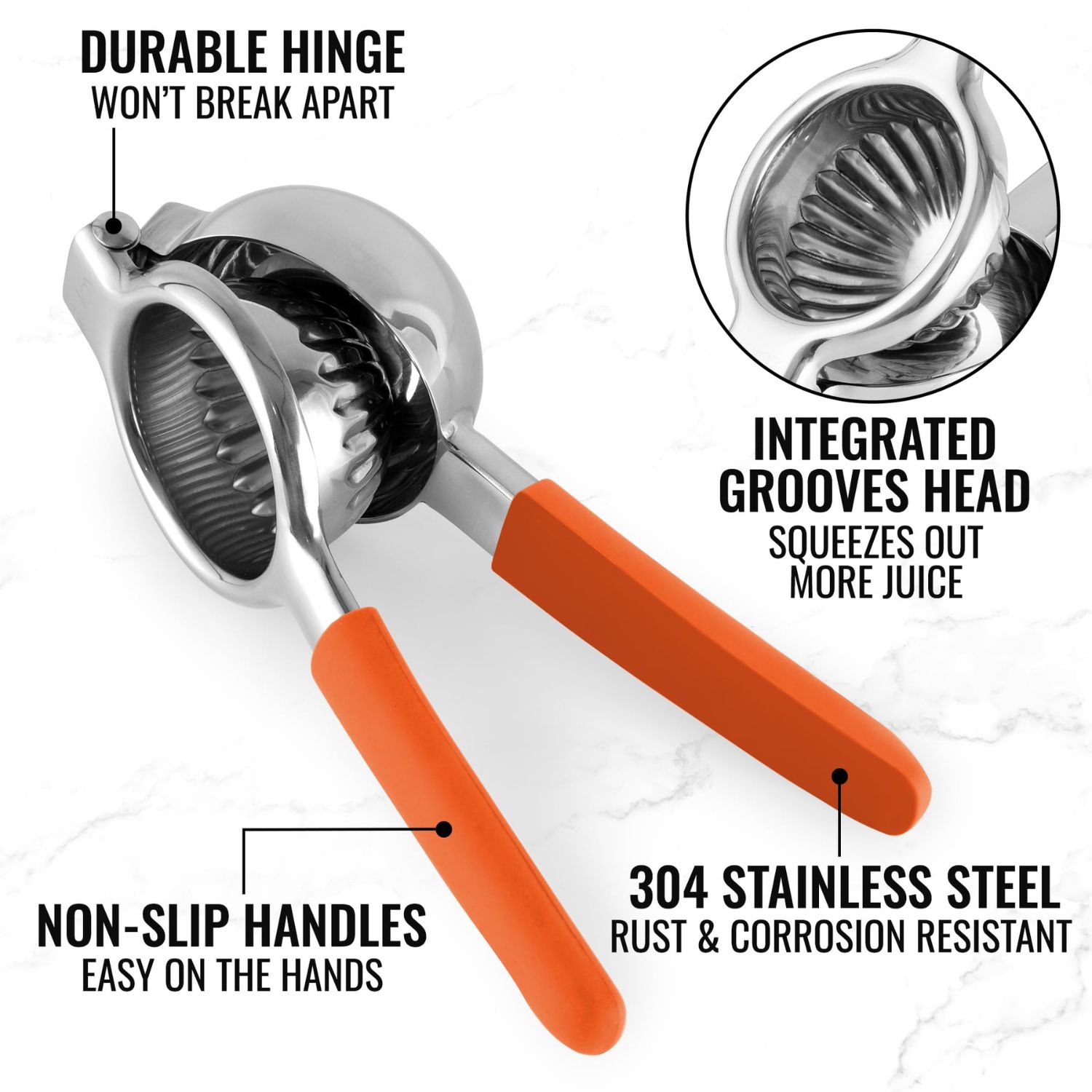 Zulay Kitchen Heavy Duty Stainless Steel Lemon Squeezer Manual Citrus ...