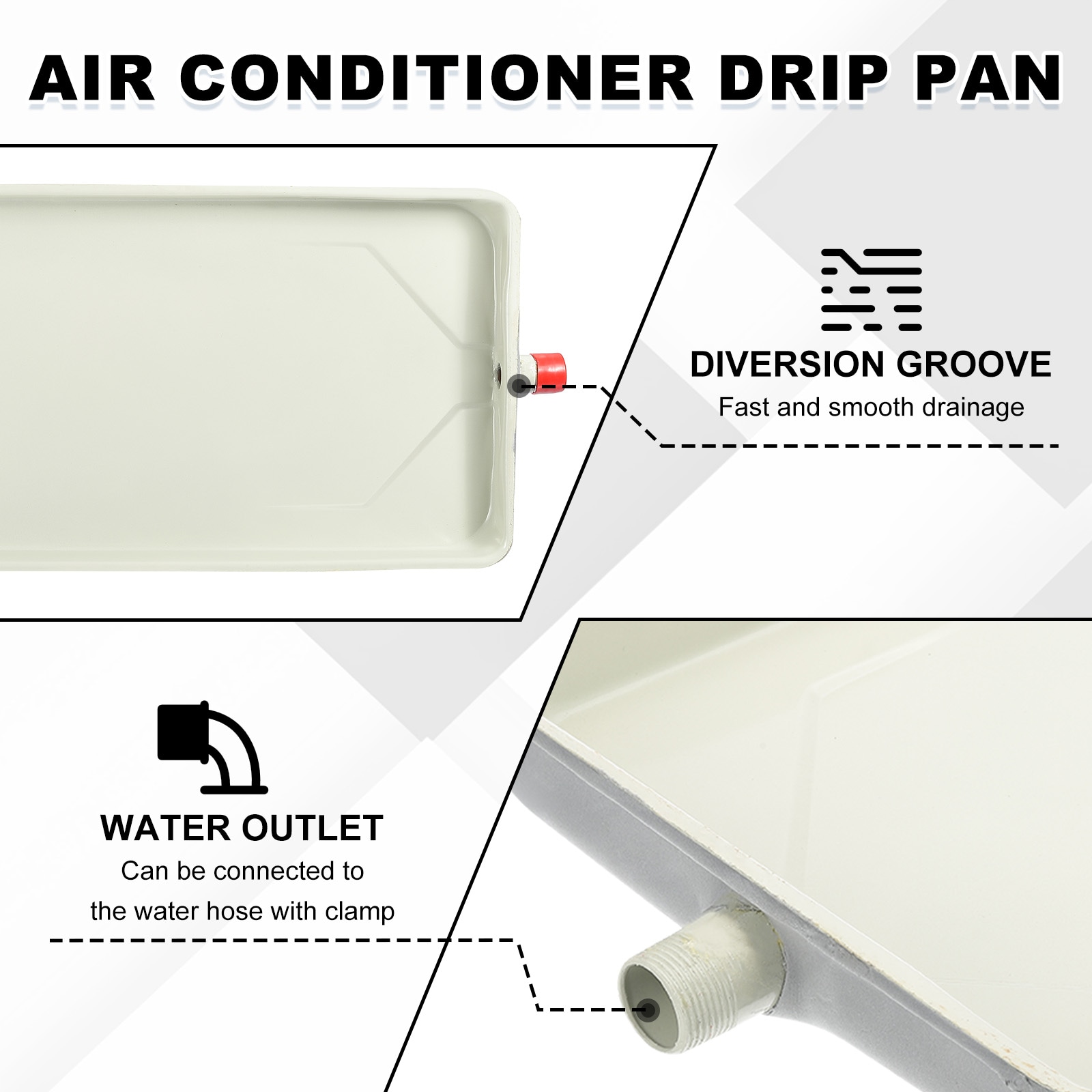 PATIKIL Air Conditioner Drip Tray 25 x 4.7-Inch Galvanized Metal ...