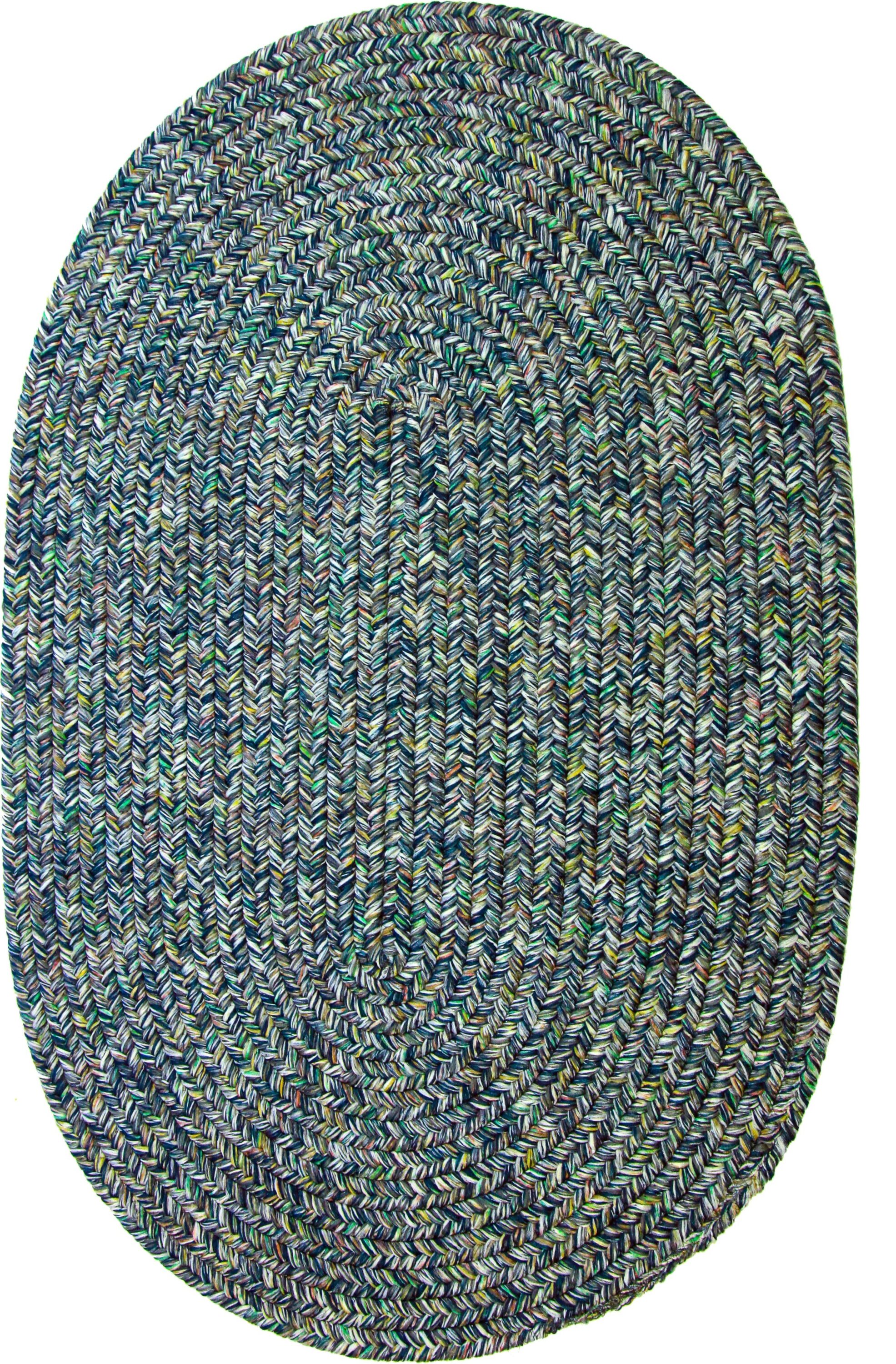 Rhody Rug 5 X 8 (ft) Braided Denim Oval Indoor/Outdoor Geometric Area ...