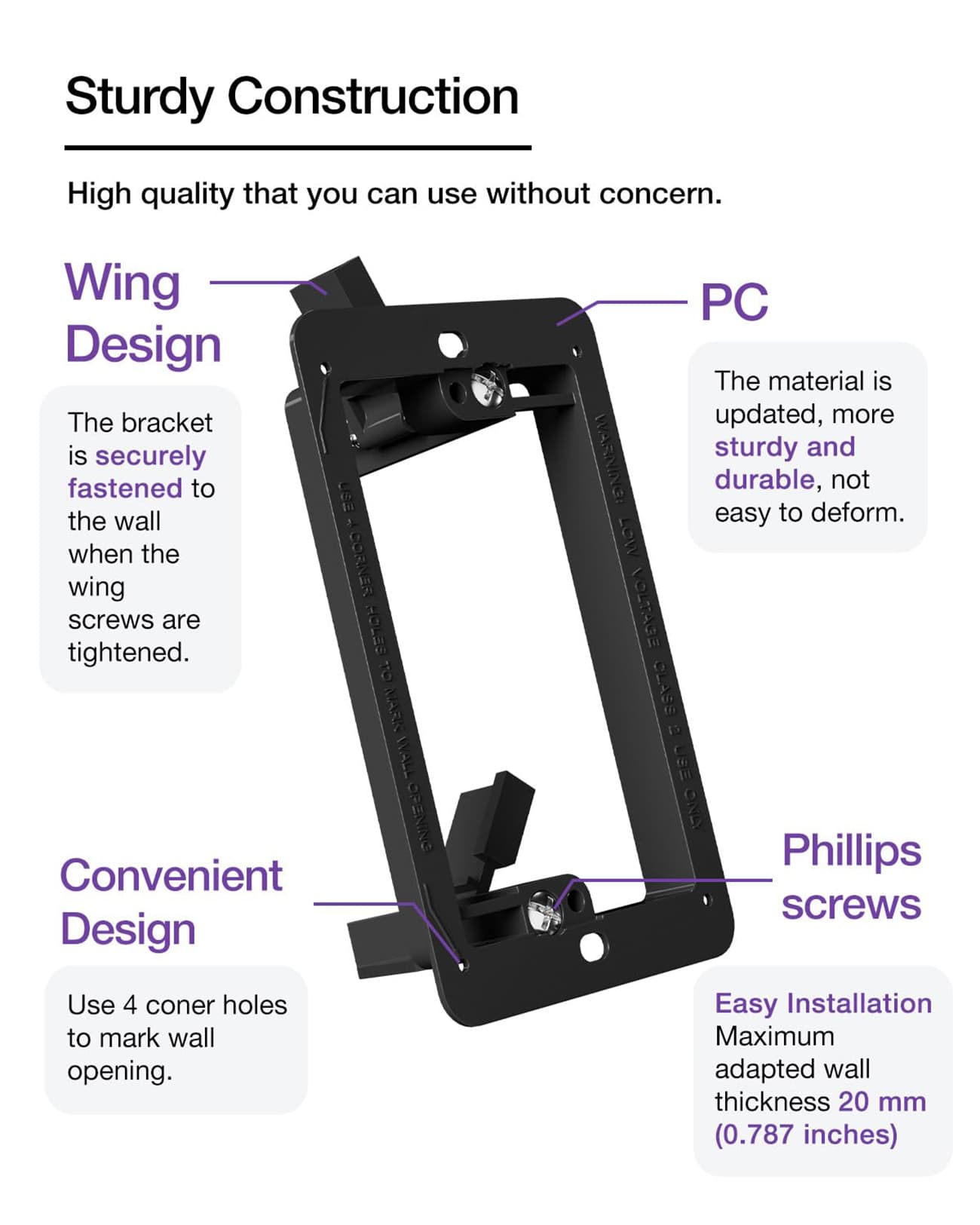 Etokfoks Low Voltage Mounting Bracket 1 Gang 5 Pack for Single Gang ...