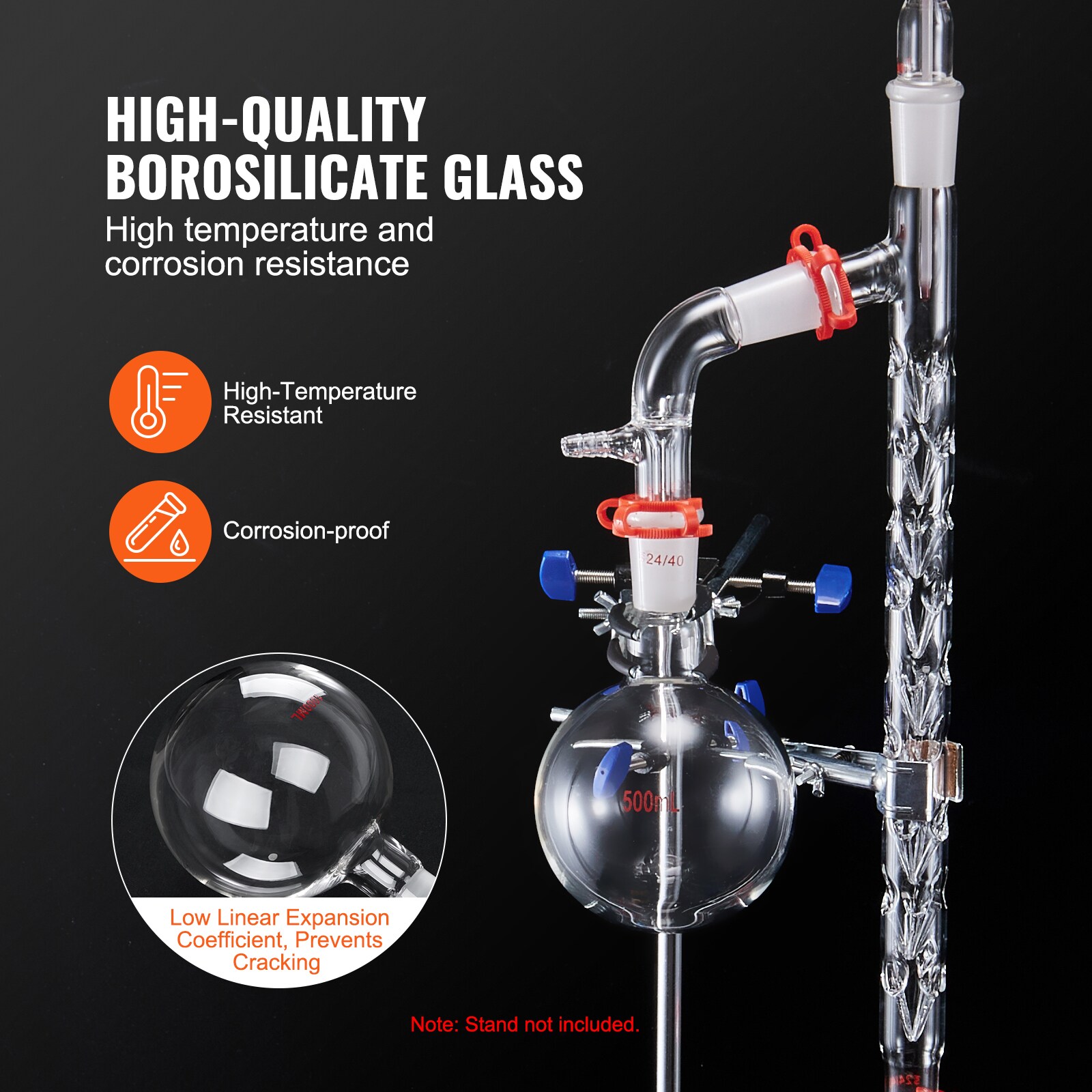 VEVOR Lab Distillation Kit 3.3 Boro Lab Glassware Distillation Kit with ...
