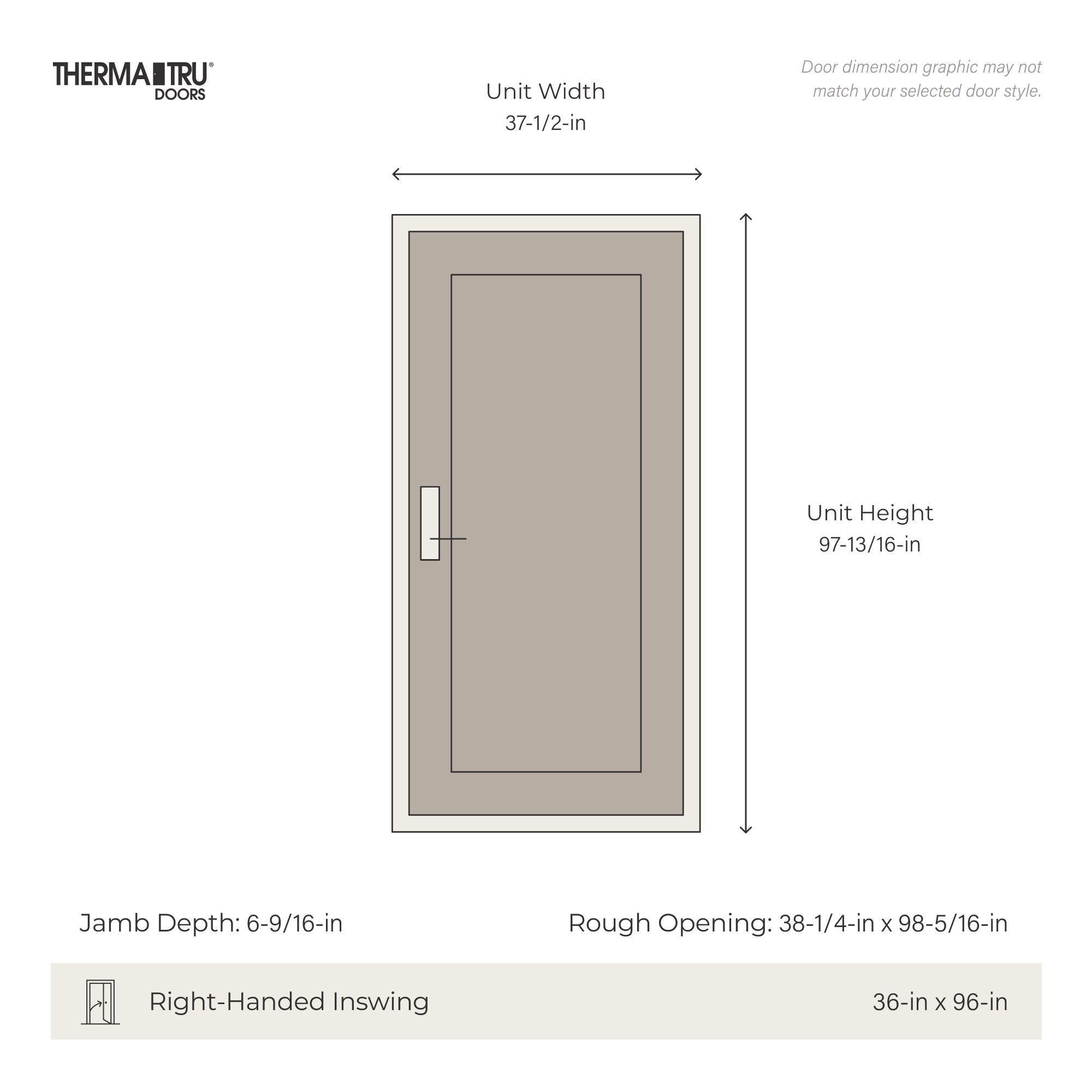 Therma-Tru 36-in x 96-in x 6-9/16-in Fiberglass No glass Right-hand ...