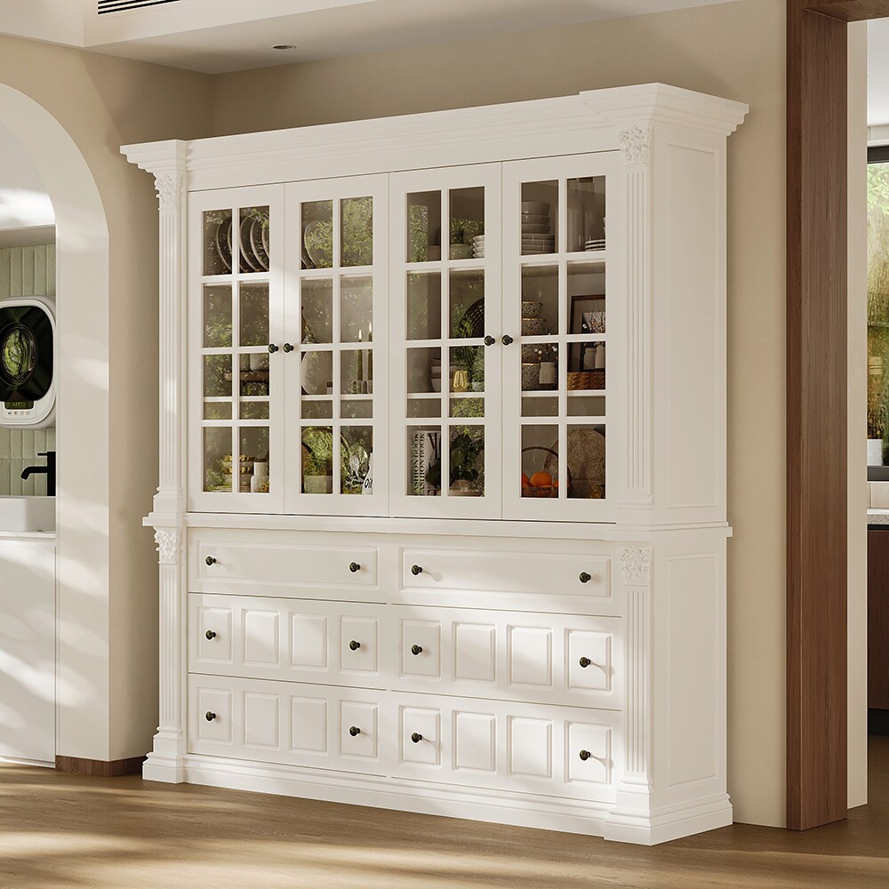 Homsee Meter European Style White Painted Cabinet MDF Construction with ...