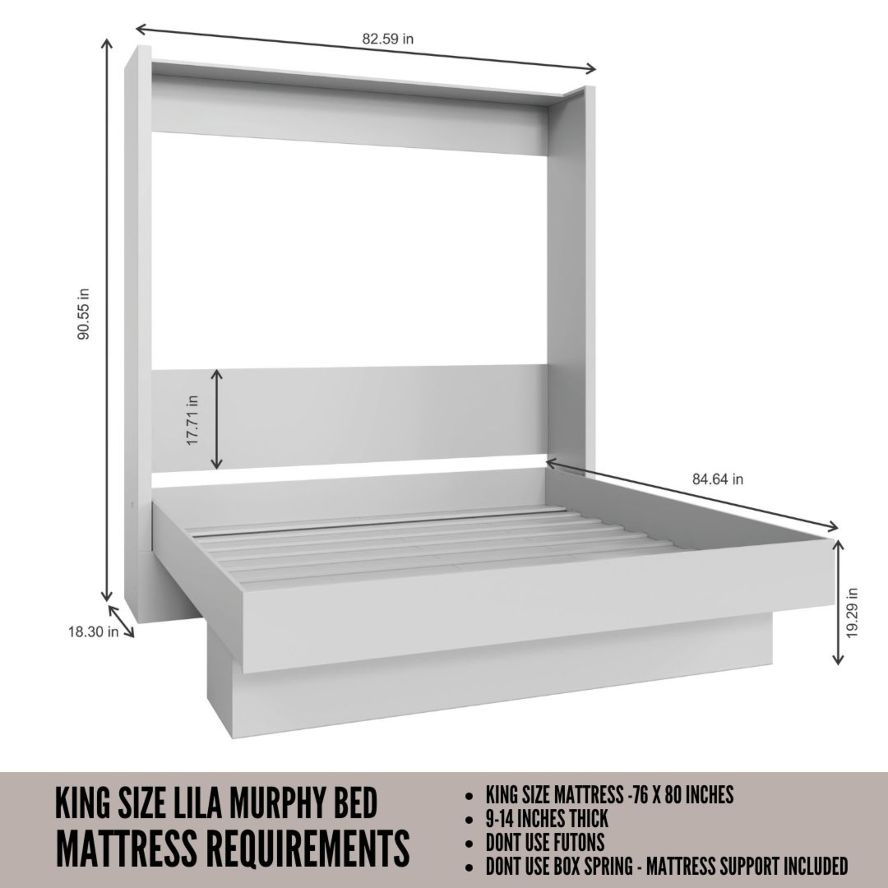 Oakland Living King Black Murphy Bed with Headboard in the Beds ...
