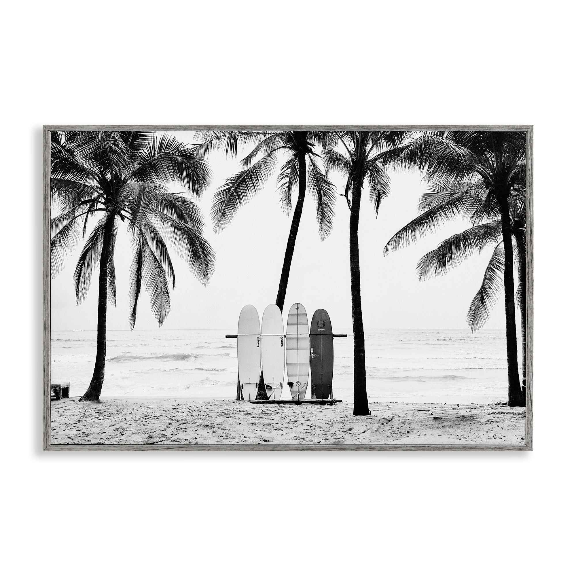 Stupell Industries Centered Surf Boards View Gray Framed Giclee Art 30 ...