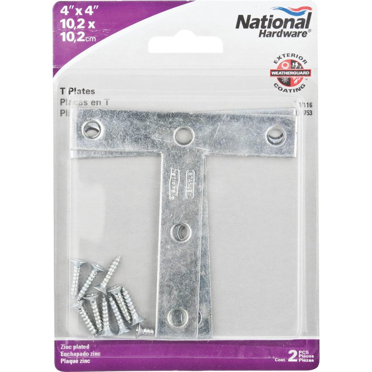 National Hardware N113-753 4 x 4 in Zinc T-Plate 2-Pack at Lowes.com