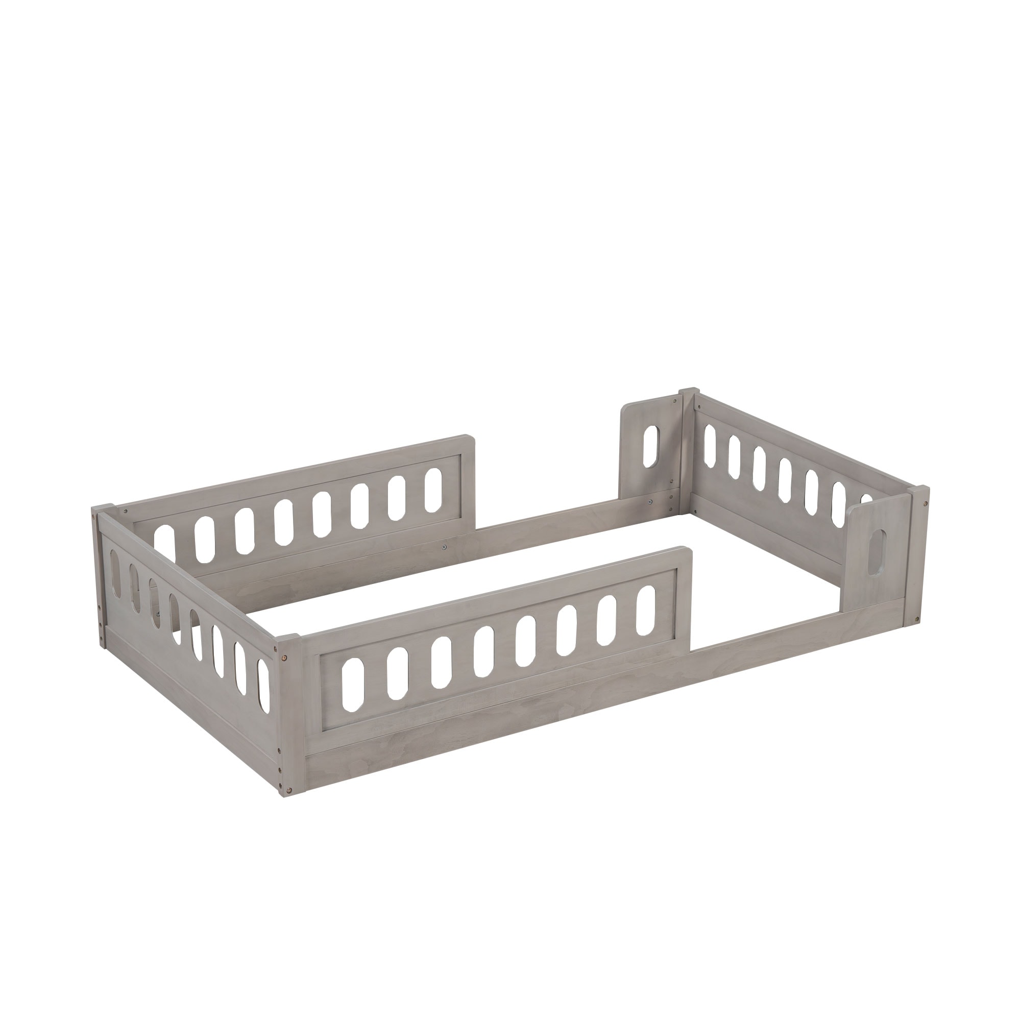 Huluwat Wood Twin Size Platform Bed with Guardrail Natural in the Beds ...