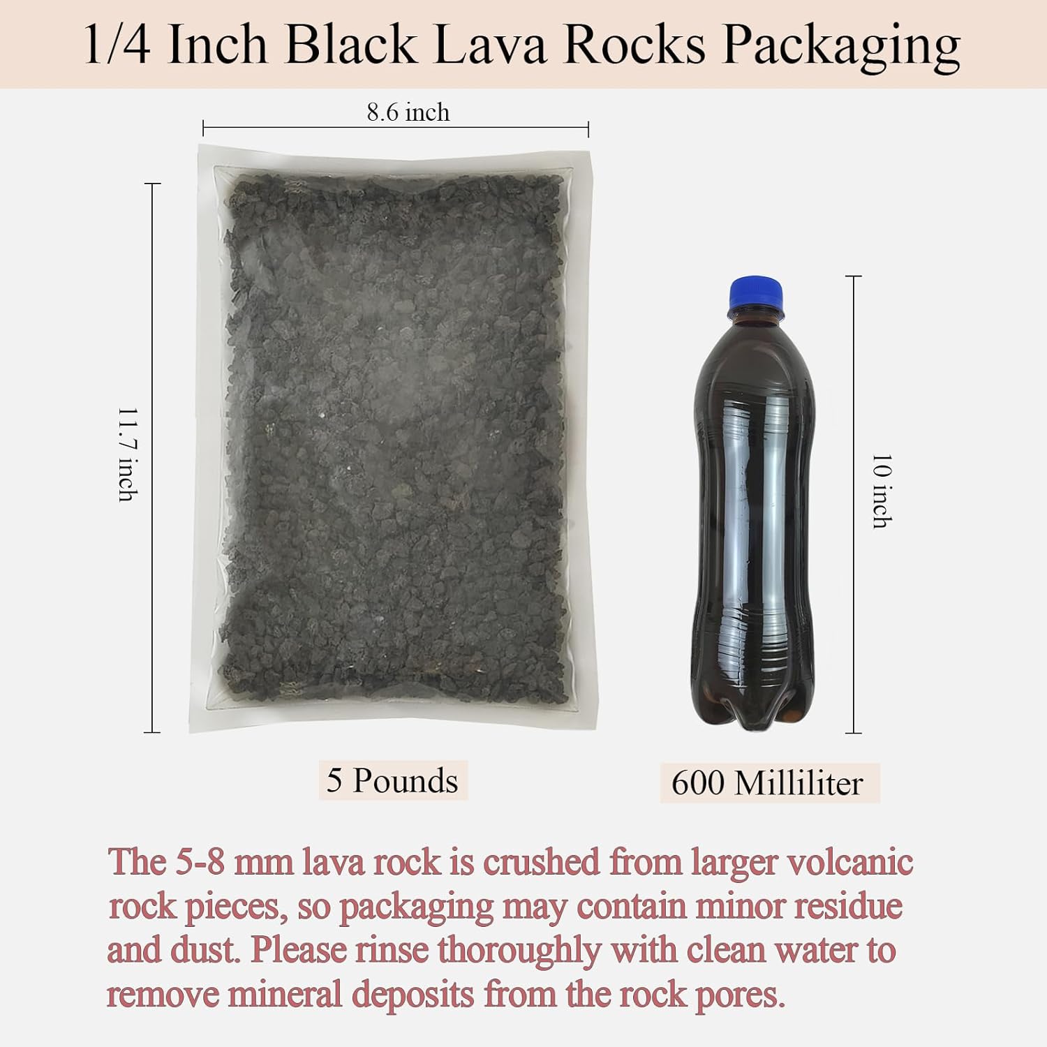 FANTIAN 5 lb Small Black Lava Rocks for Plants 1 4 Inch Crushed ...