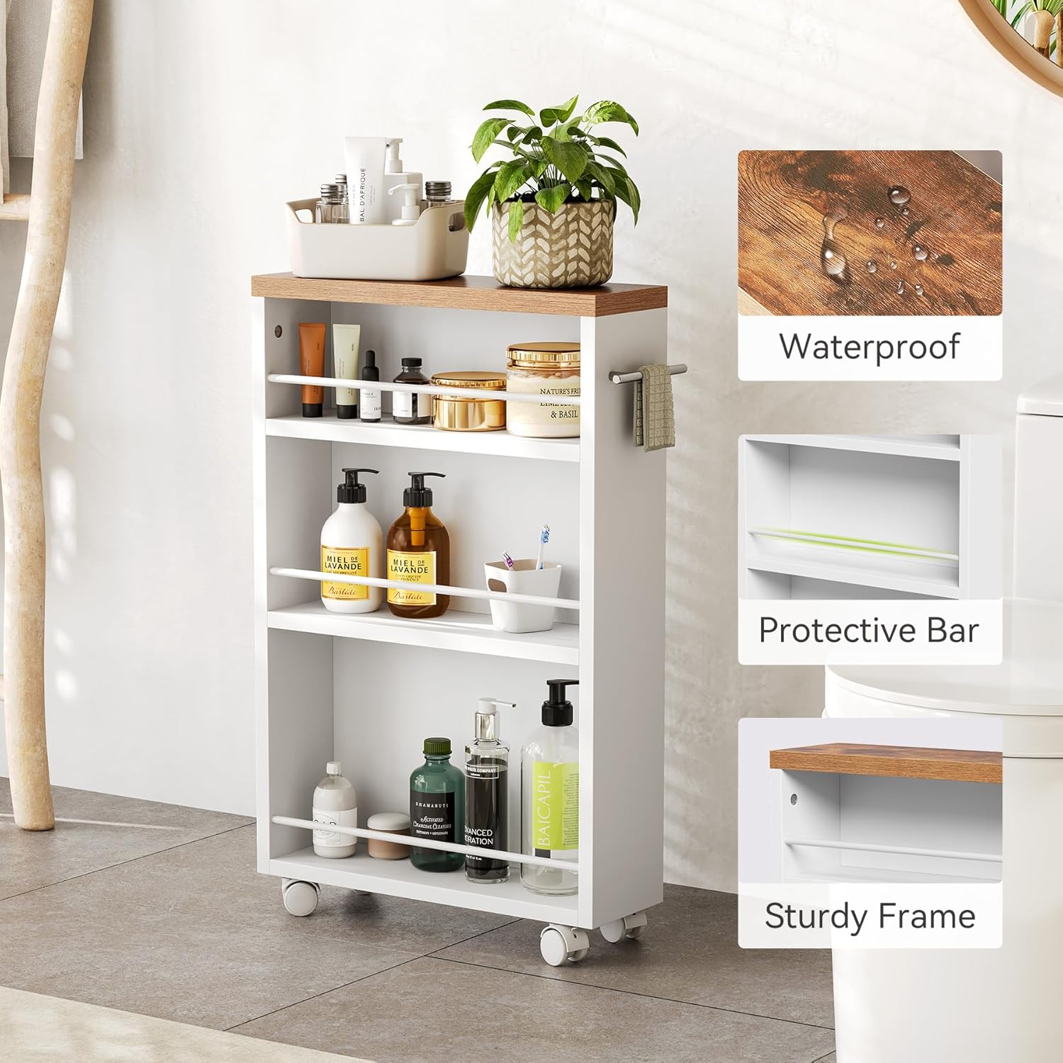 Tribesigns Slim Storage Cart Rolling Narrow Kitchen Cart on Wheels for ...