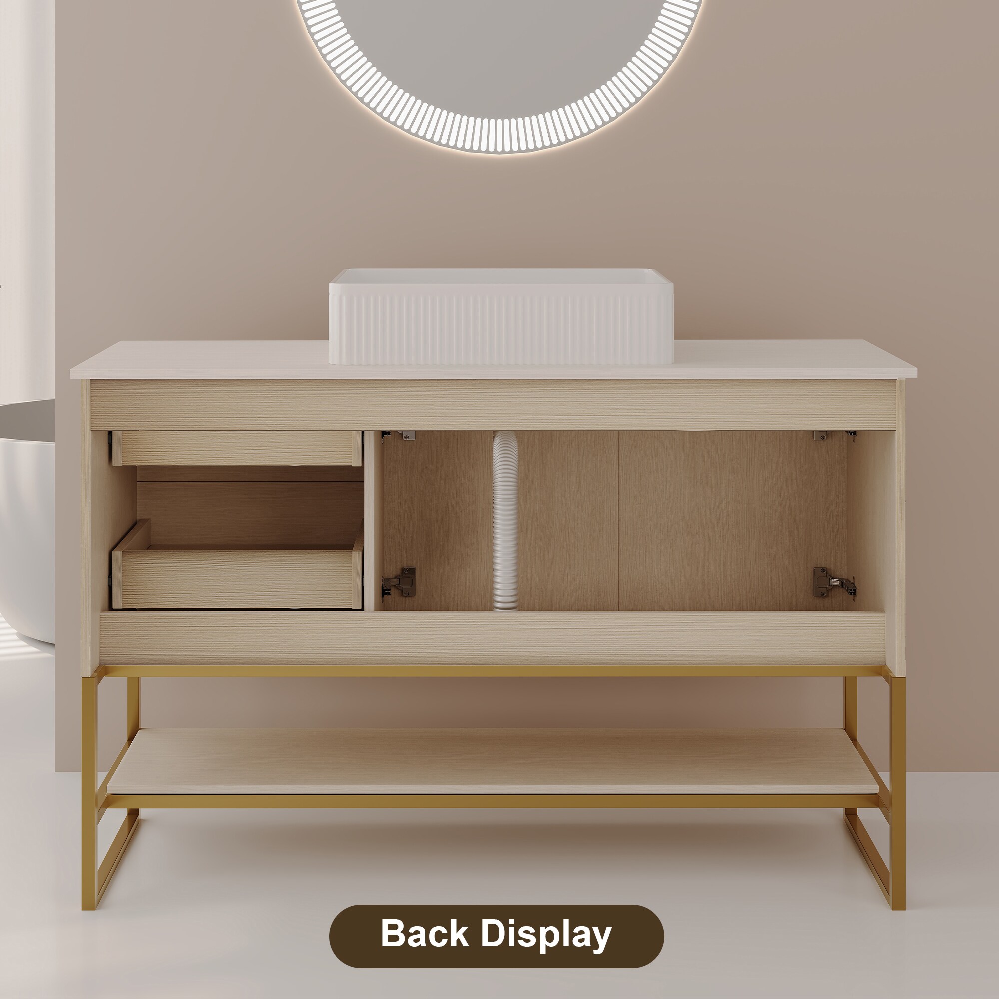 Vanityfus 47.2-in Modern Bathroom Vanity with Ceramic Vessel Sink Gold ...