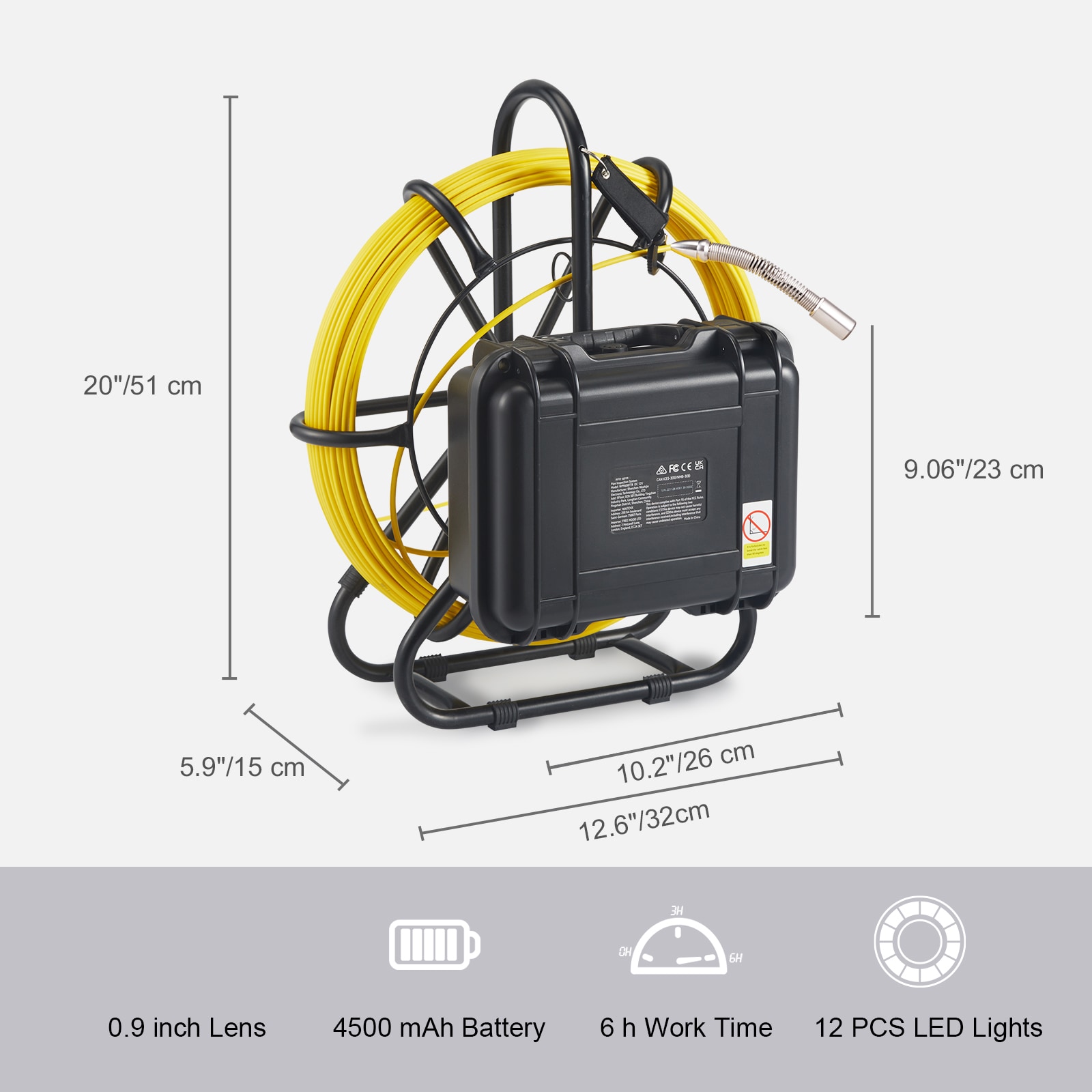 GIVIMO 165-ft Sewer Inspection Camera 9-in 720p LCD DVR Recording IP68 ...