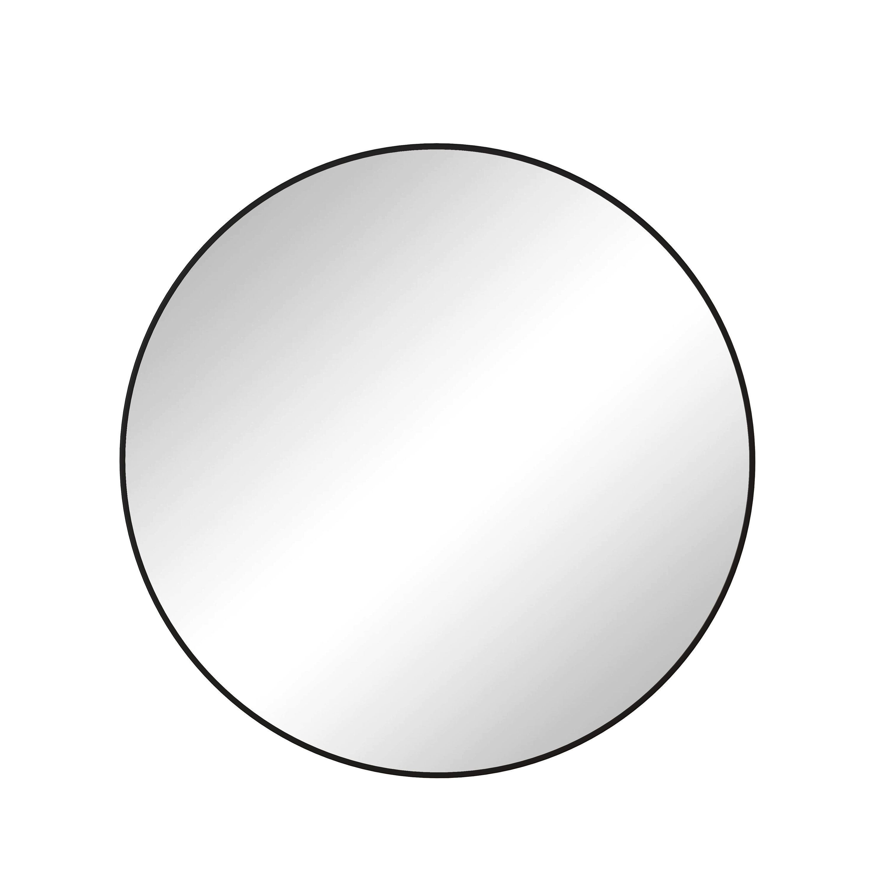 LIVACA 42 inch Black Metal Framed Circular Mirror with Contemporary ...