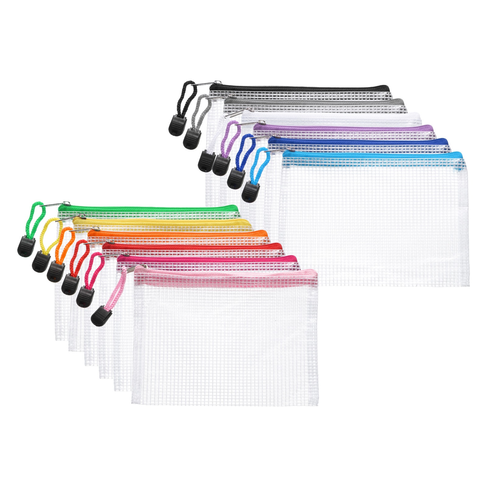 Harfington 12pcs Mesh Zipper Pouch Bags A6 6.5 Inch x 4.7 Inch Plastic ...
